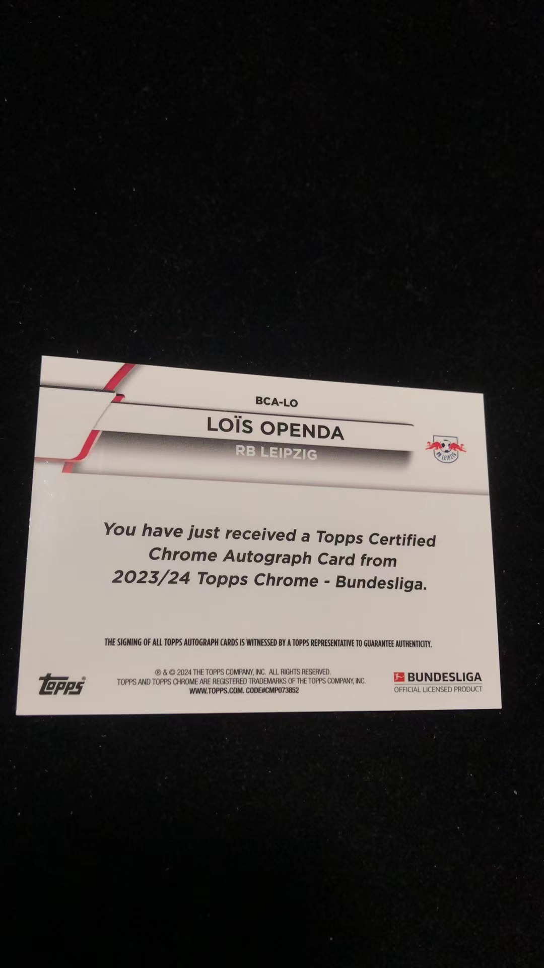 2024 Topps Chrome LOIS OPENDA 德甲TC 莱比锡红牛 奥蓬达 完美签字签名 银折 梦煜 冯n 卡淘