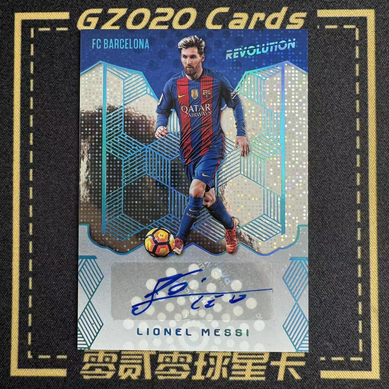 2017 Panini Revolution Lionel Messi 革命 梅西 梅球王 2/5编 湖水蓝 Disco折 完美签字 巴萨 ...