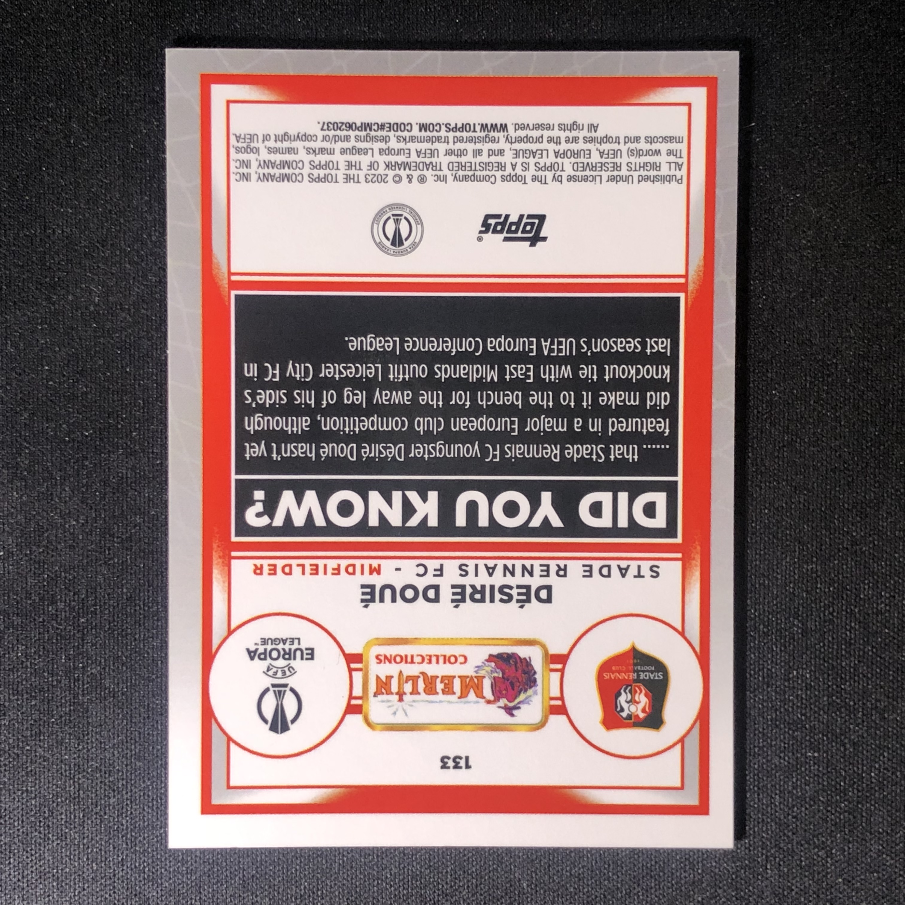 2023 Topps Merlin chrome Desire Doue RC 【piaji】欧战 梅林 法国 大巴黎 新秀 德西雷 杜埃 ...