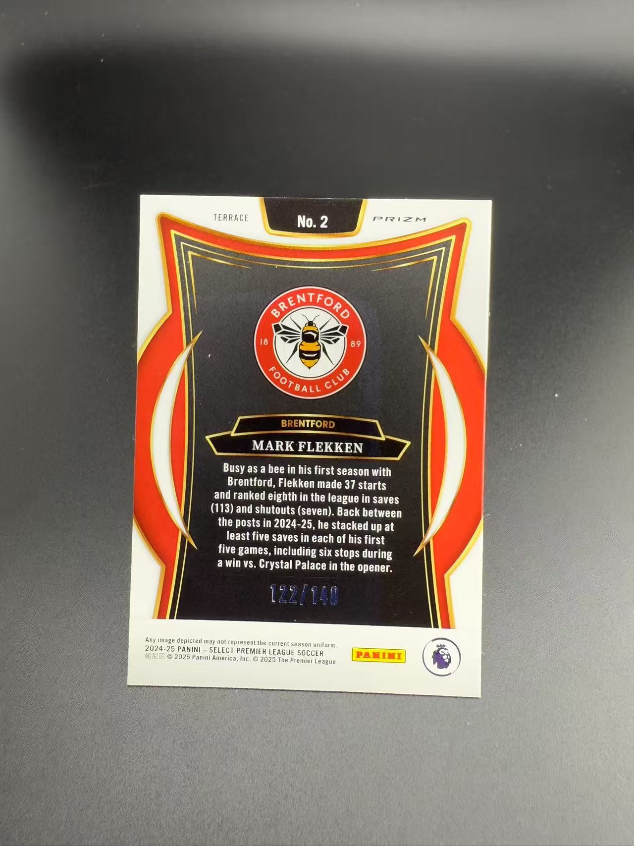 2024-25 Panini Select Mark Flekken 【湖水蓝拍卖】弗莱肯 布伦特福德 英超SE 一级 看台 紫折 140编 ...
