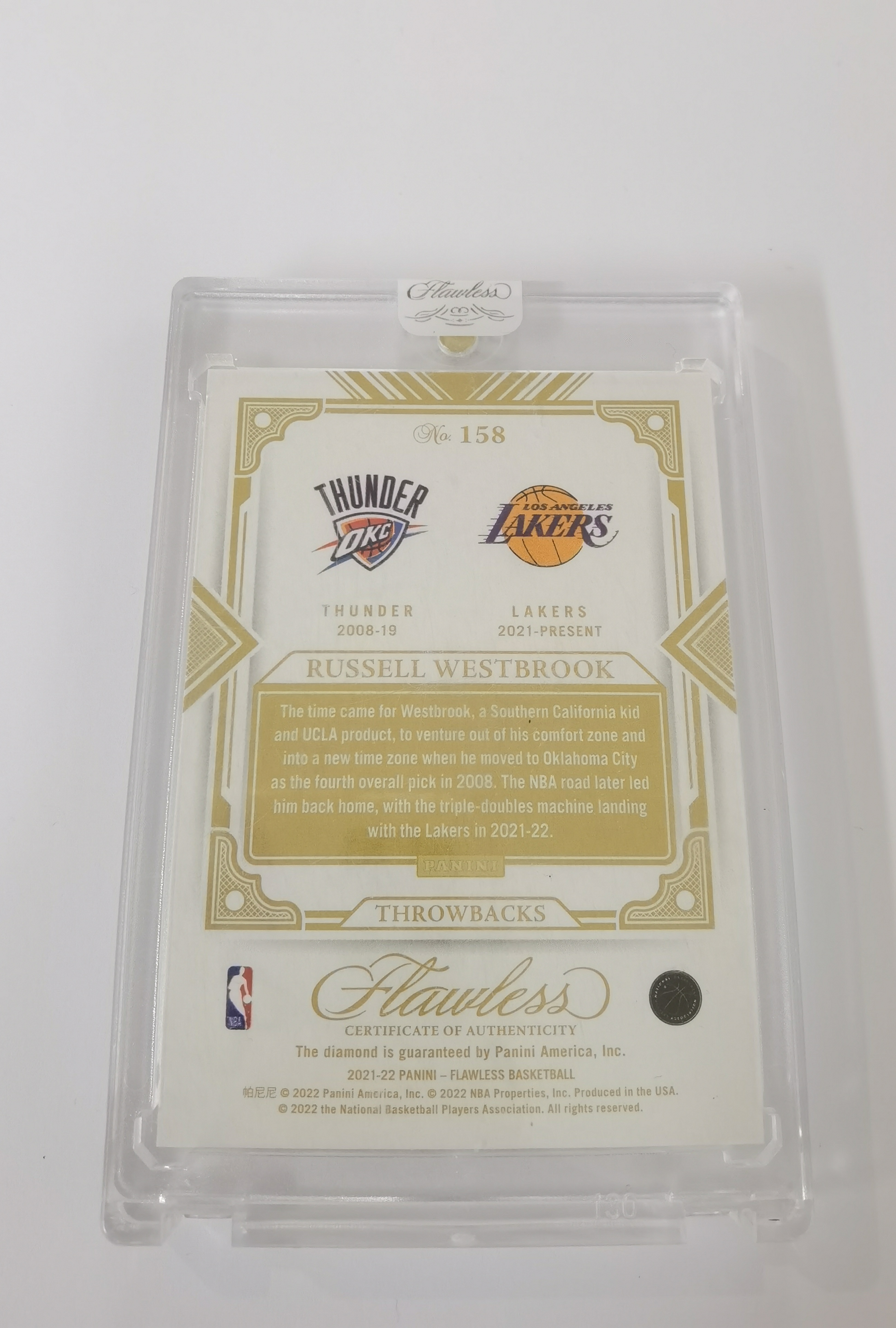 2021 22 Panini Flawless Russell Westbrook 手提箱 威少 威斯布鲁克 前世今生 带钻石低编5编 雷霆到