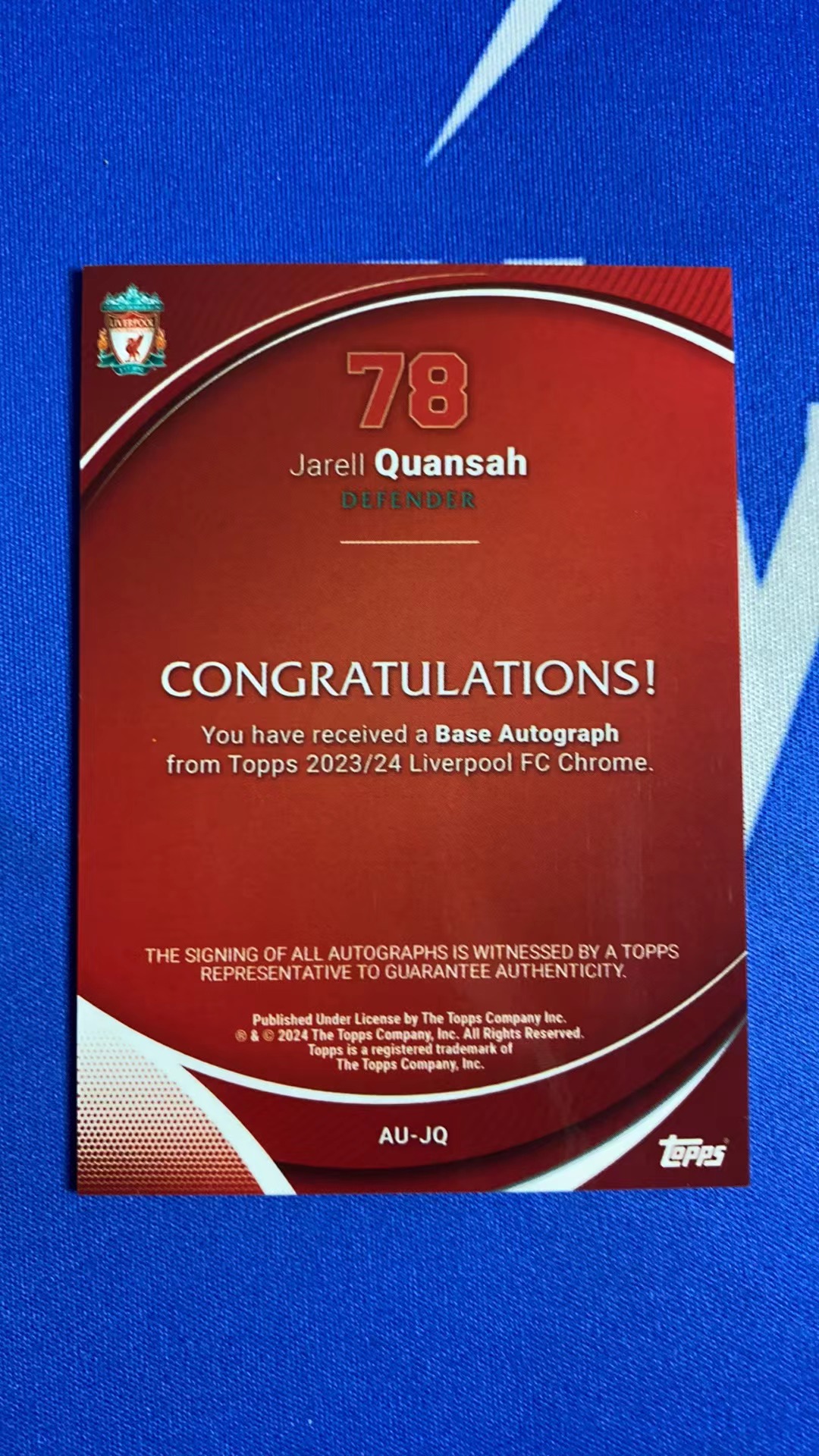 2024 Topps chrome Jarell Quansah RC 【Mycards球星卡】利物浦队盒chrome 利物浦 新秀 夸安萨 ...