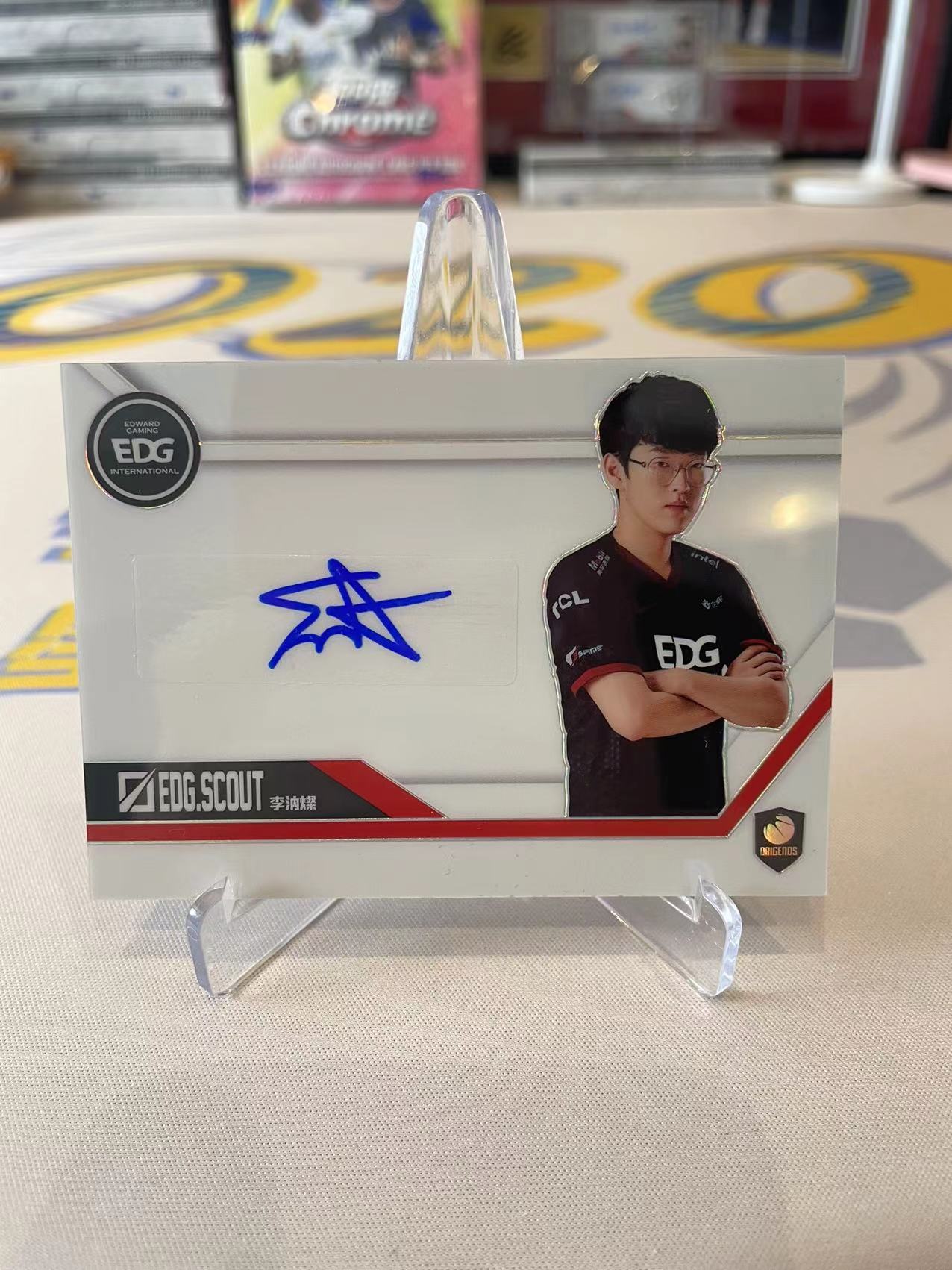 2022 LPL LOL 英雄联盟 buffan 不凡玩品 EDG scout 李汭燦 白折签字 完美亲字 夺冠年 卡淘