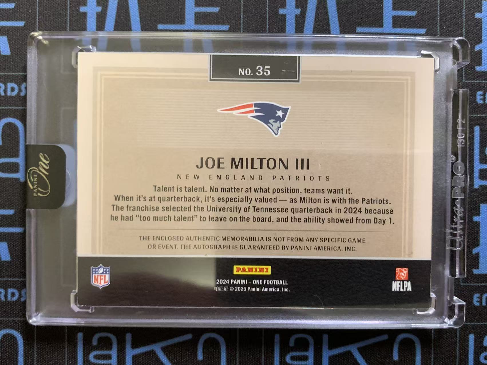 【扒卡拍卖】2024 one milton NFL 橄榄球 爱国者 乔米尔顿三世 新秀rc 199编 双窗 patch球衣 签字 RPA! 梅 ...