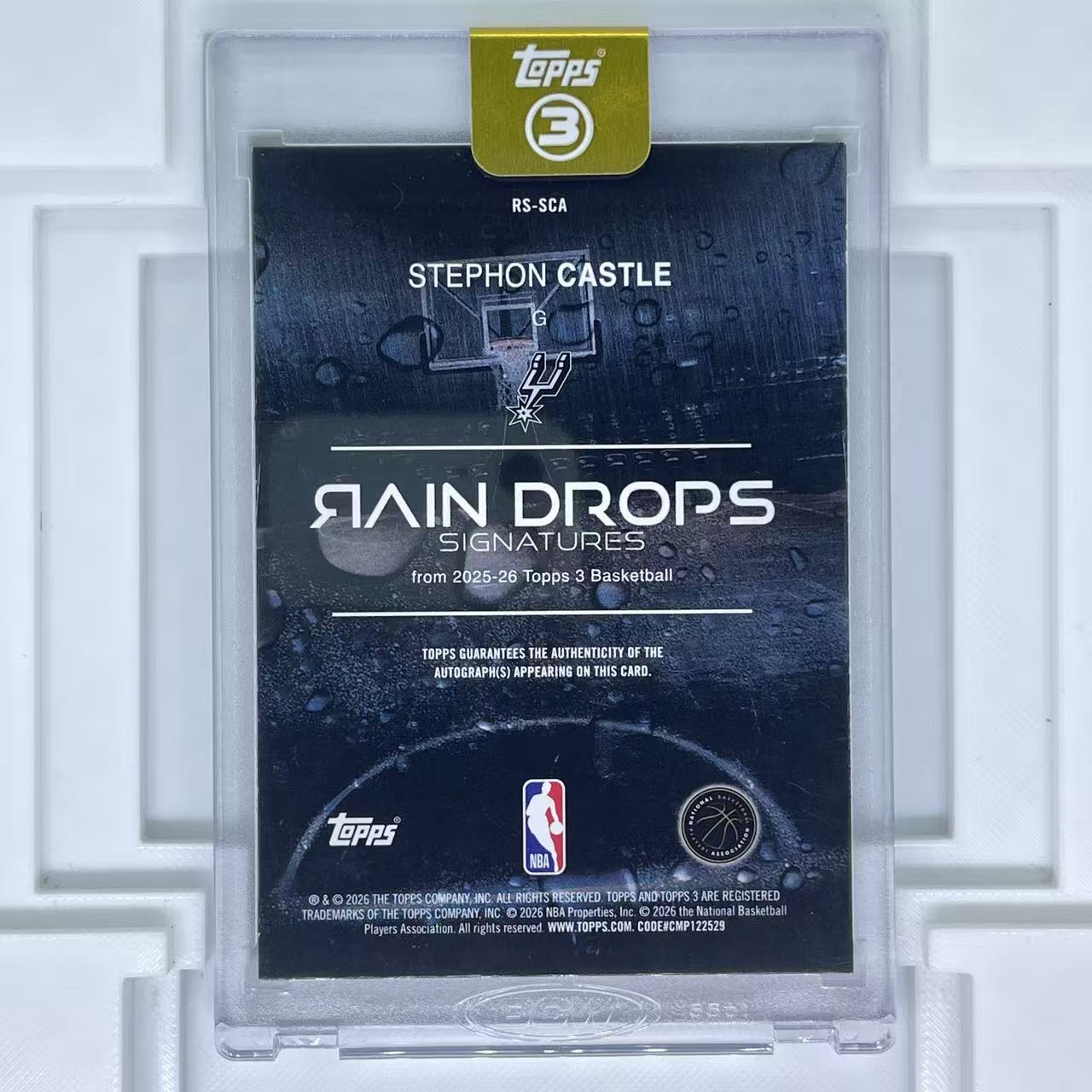 E+ 2025-26 Topps Three Stephon Castle 斯蒂芬 卡斯尔 马刺 11/15编 签字 签名 Rain ...