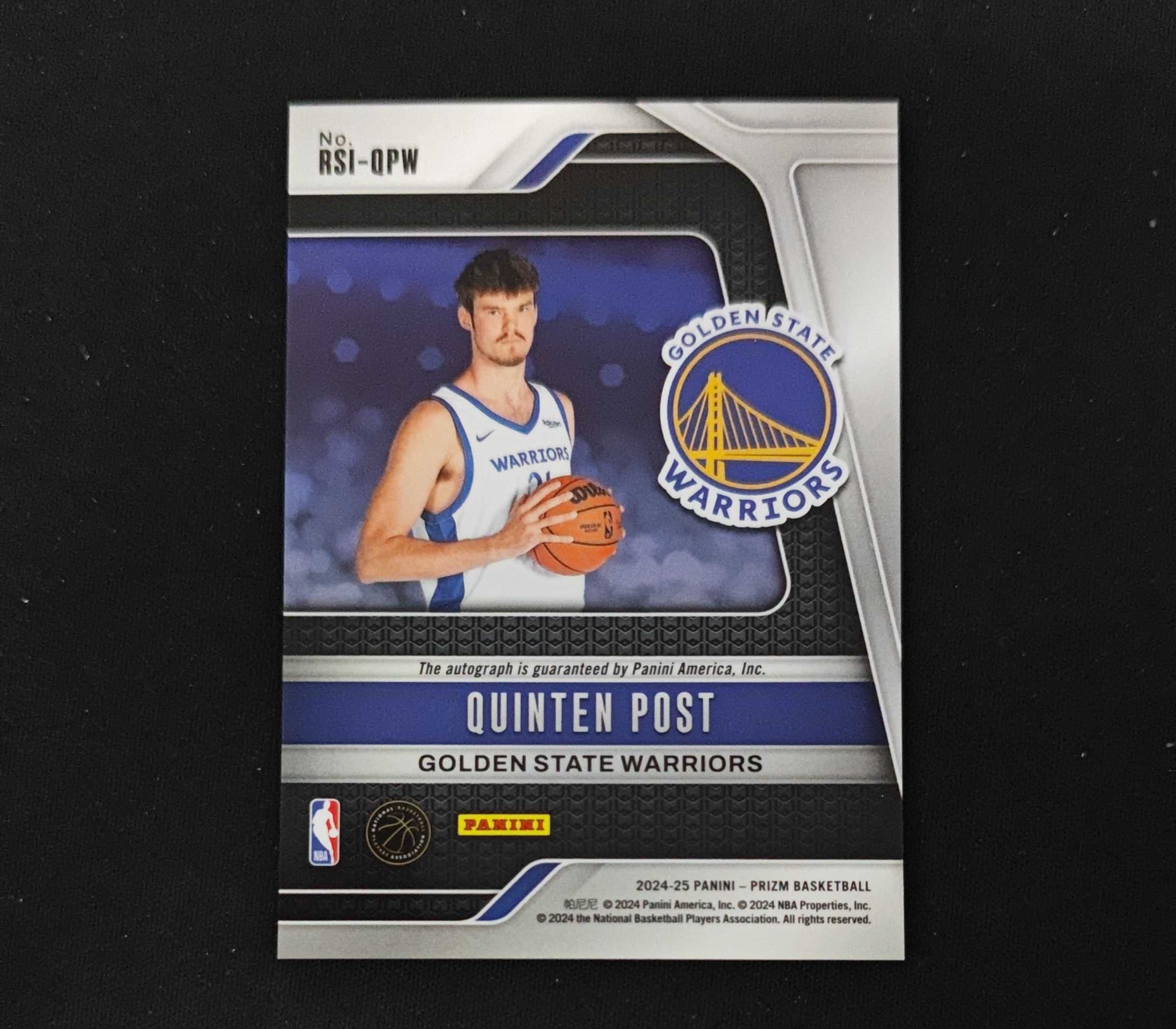 2024-25 Panini Prizm Quinten Post RC 【SC拍卖】pz 新秀 勇士 波斯特 签字 收藏必备 （鸡哥） 卡淘