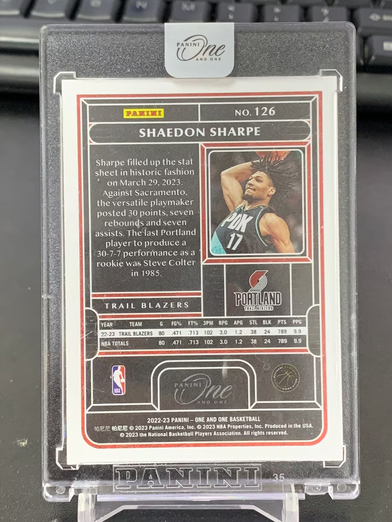 【浩行拍卖 截标预付75%】2022-23 panini one and one Shaedon Sharpe 开拓者 谢登 夏普 RC 新秀 ...