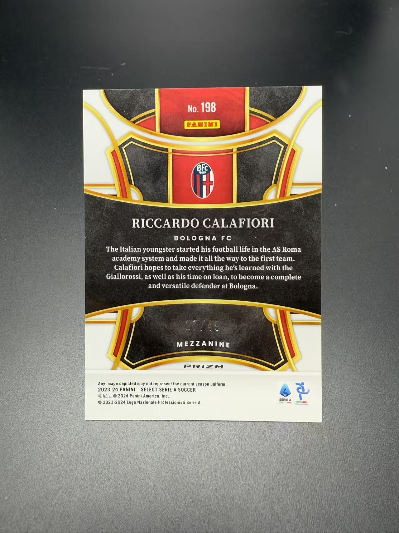 2023-24 Panini Select Riccardo Calafiori 【湖水蓝拍卖】卡拉菲奥里 博洛尼亚 阿森纳 意甲 SE 二级 ...