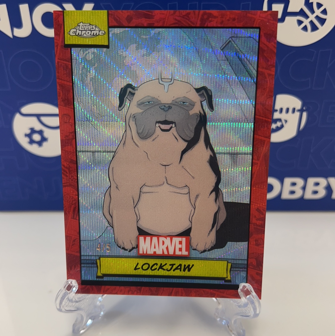 2024 Topps Marvel (MCU) Lockjaw 漫威 元年 chrome 神奇四侠 锁齿狗 史巴克 异人族 4/5编 红波纹折 ...