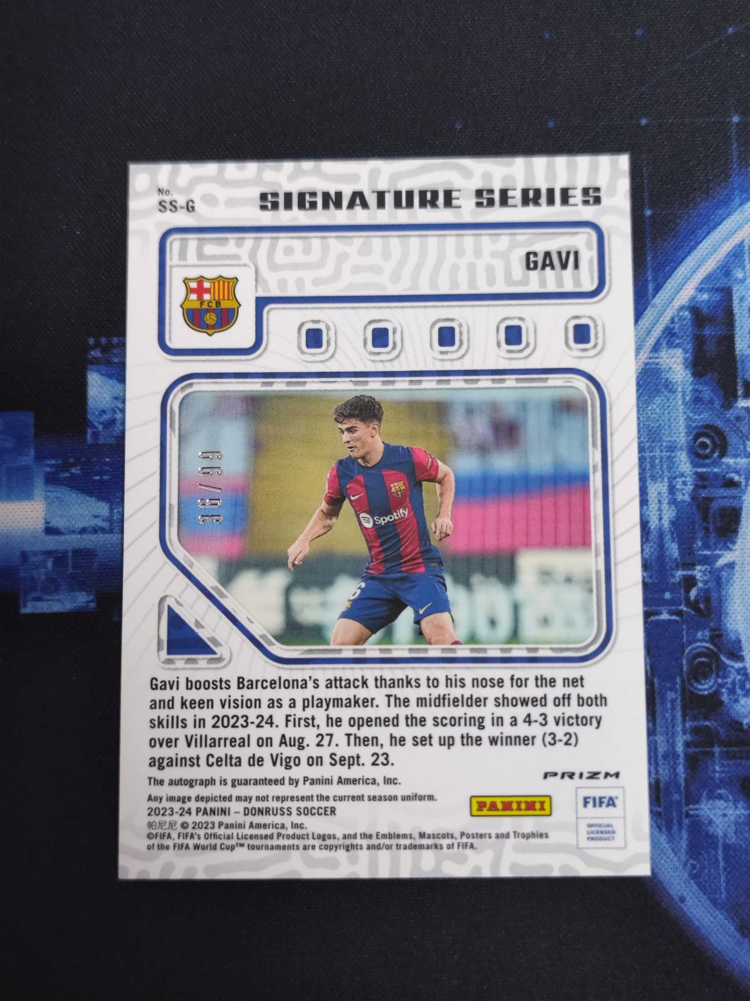 2023-24 Panini Donruss Gavi 杜蕾斯 加维 西班牙 巴塞罗那 signature series SS签 36/99 ...