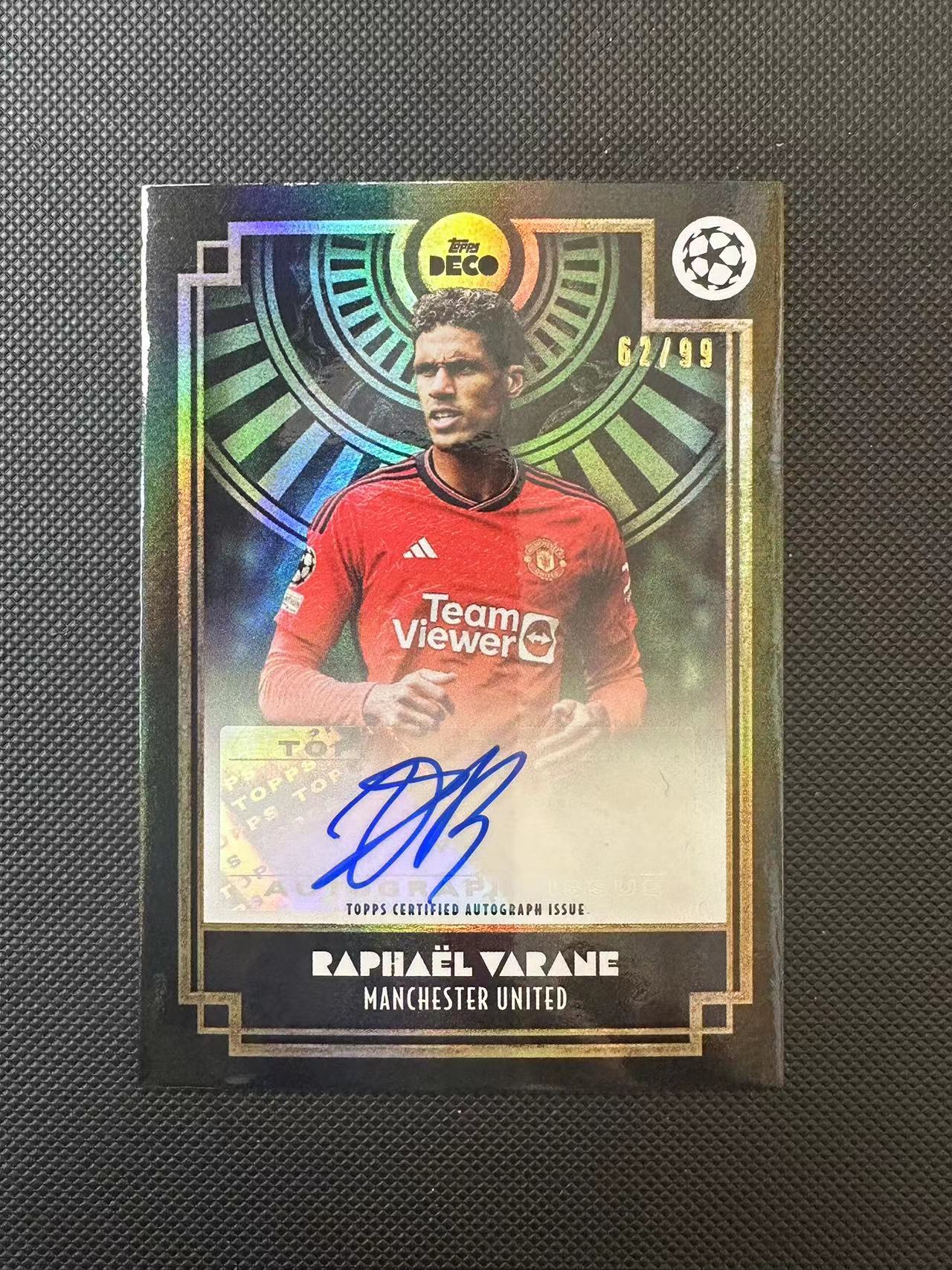 2023 Topps Deco Raphael Varane 德科 皇家马德里 曼联 法国 瓦拉内 绿折 签字 62/99编 卡品如图 #风哥 卡淘