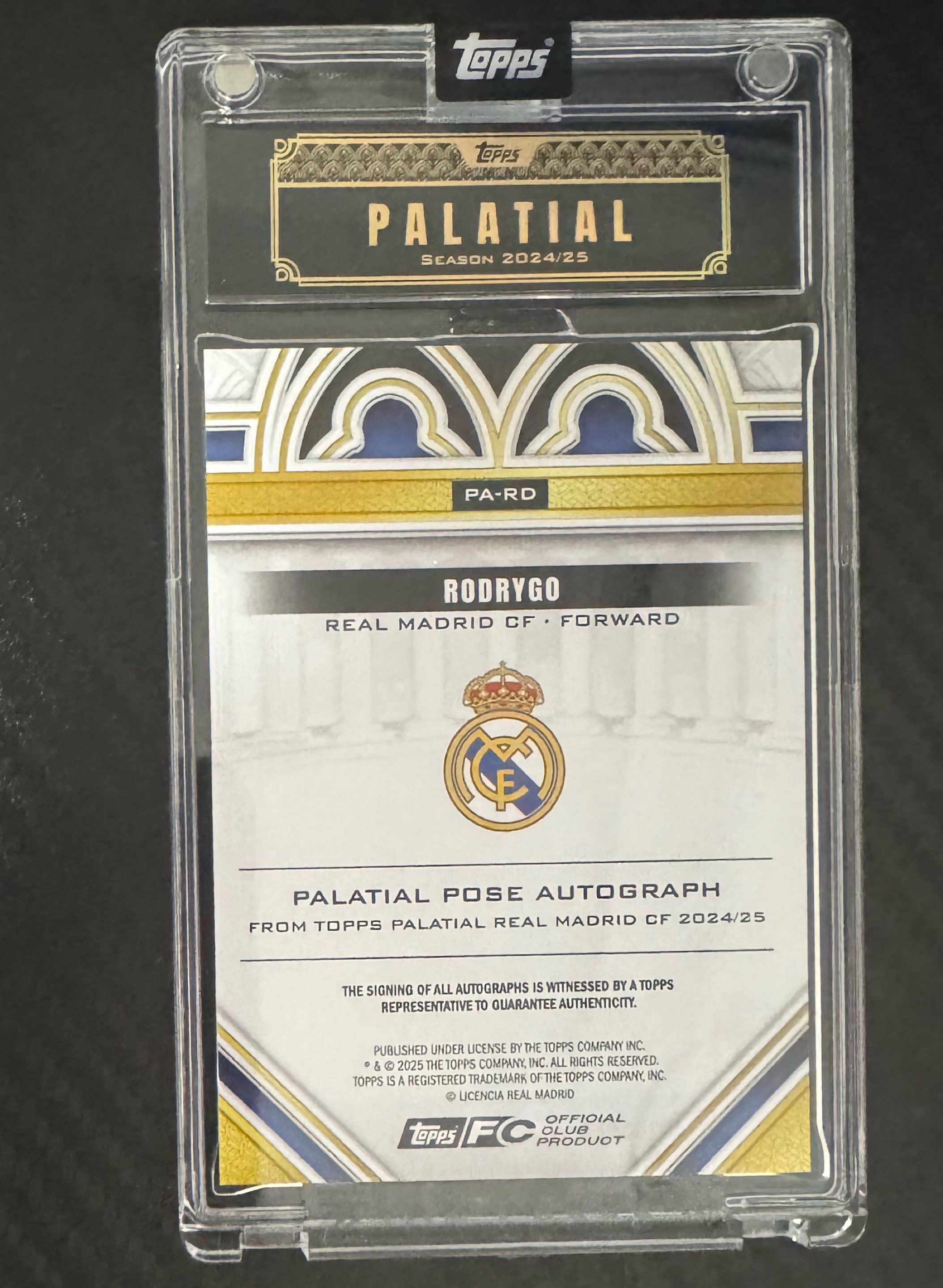2024-25 Topps Palatial Rodrygo 皇马宫殿 罗德里戈 05/10 低编 签字 黑折 原封砖 卡淘