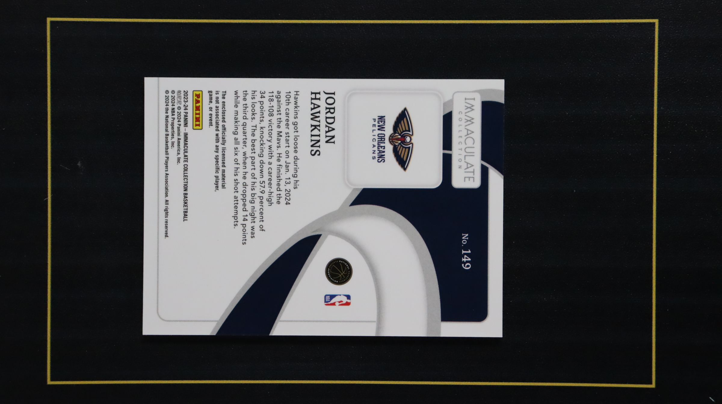 2023-24 Panini Immaculate Jordan Hawkins RC 鹈鹕 乔丹霍金斯 新秀 patch 无字rpa 10编 ...