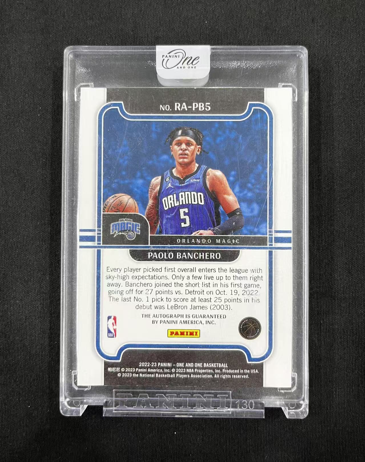 【长安代卖精品 截标预付80%】2022-23 Panini One And One OAO 魔术 新秀RC Paolo Banchero ...