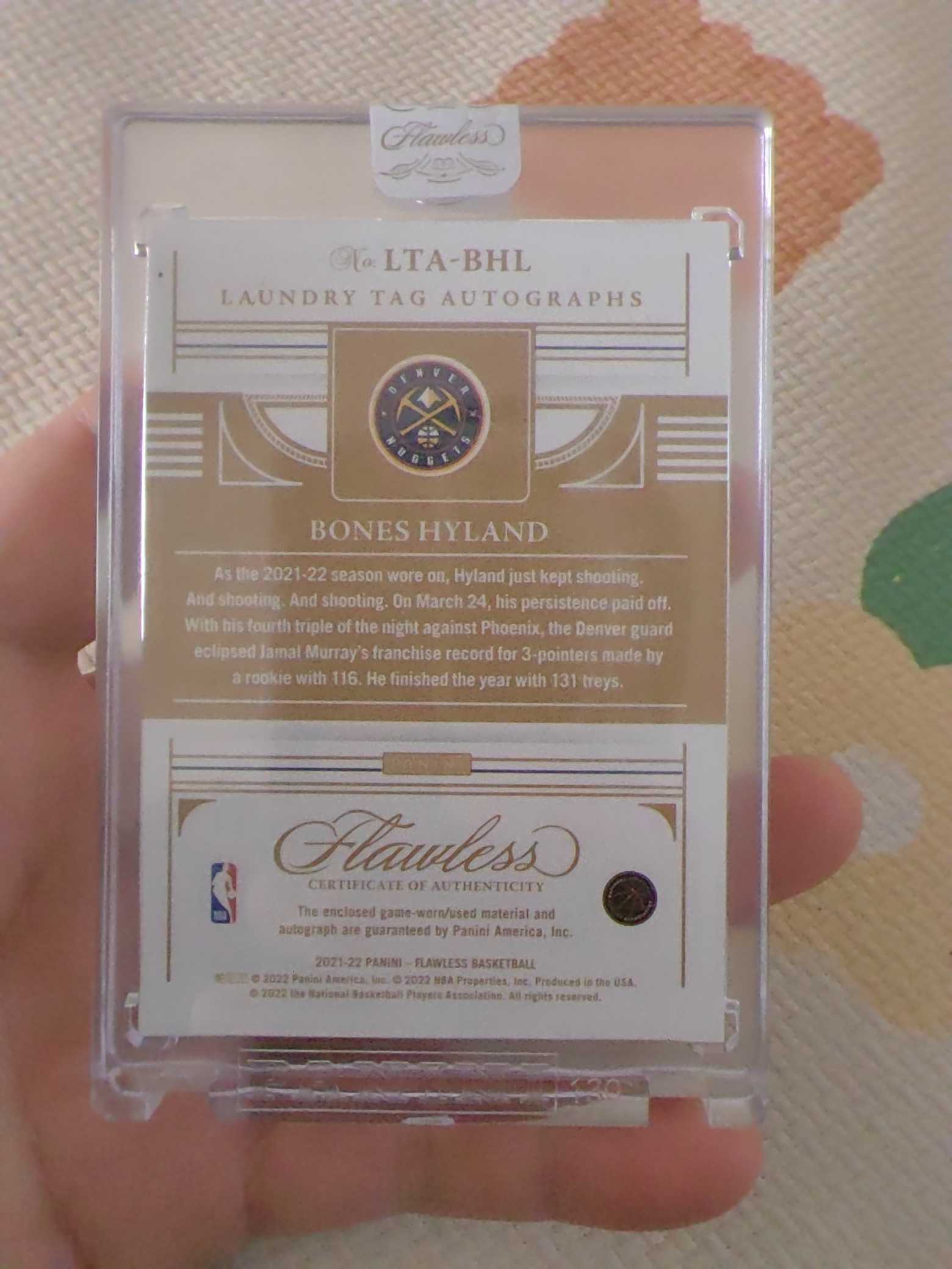 2021-22 Panini Flawless Bones Hyland RC 海兰德 手提 新秀 rpa切割 勾子 tag 1/1编 卡签 ...