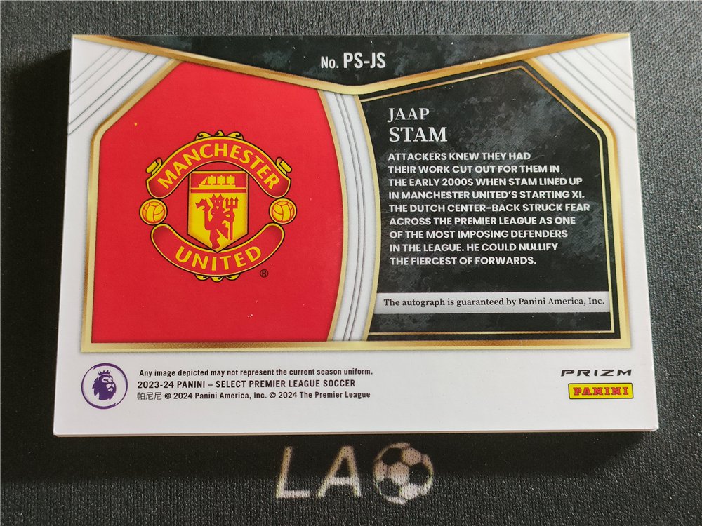 【LA足球】2023-24 Panini Select 英超 Jaap Stam 曼联 斯塔姆 荷兰 Pitchside 银折 签字卡 微瑕如 ...