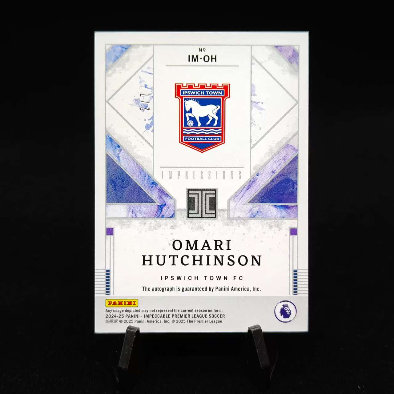 【德基拍卖】2024-25 Panini Impeccable Omari Hutchinson RC 英超小真金 伊普斯维奇 奥马里 哈钦森 ...