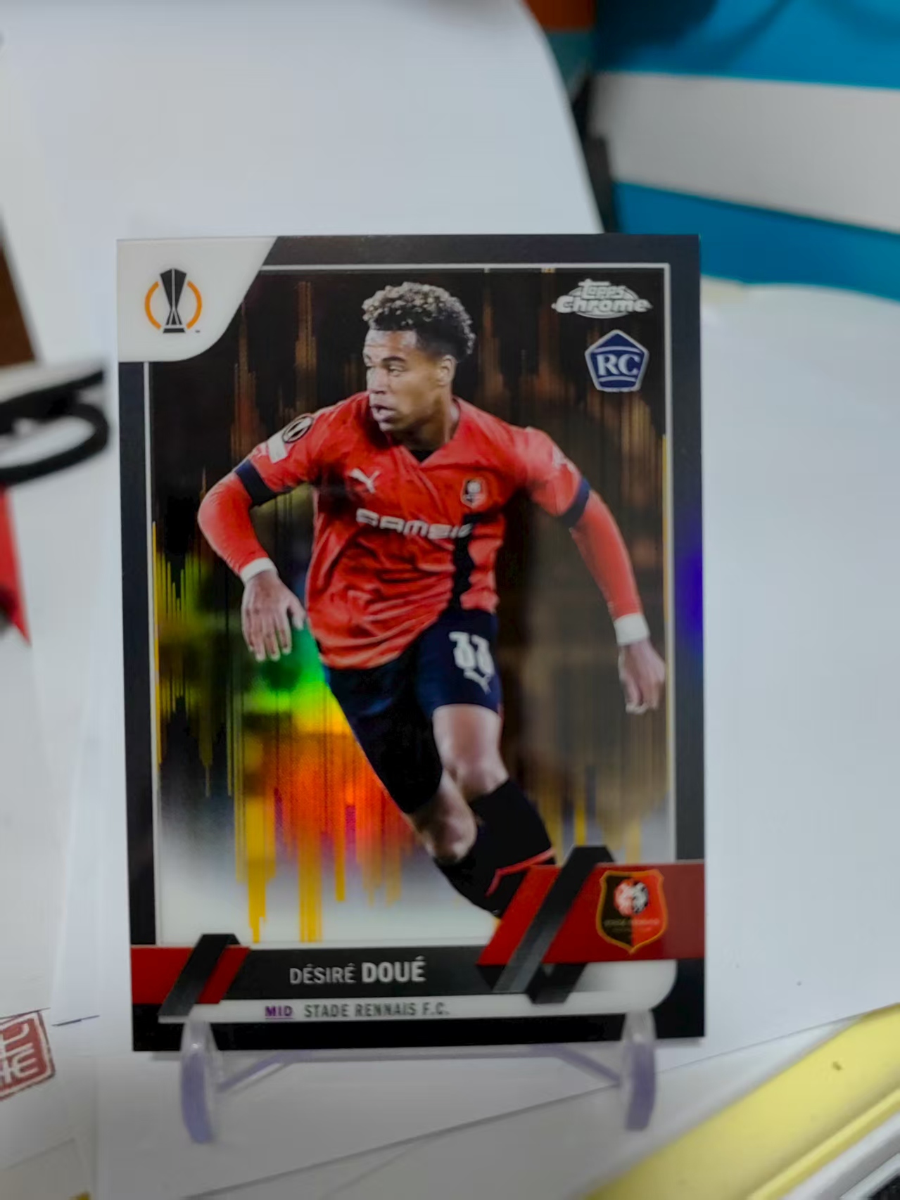 2023 Topps Chrome Désiré Doué RC 欧冠TC 雷恩 德西雷杜埃 新秀 巴黎圣日耳曼 黑金地震折 折射 5/30编 ...