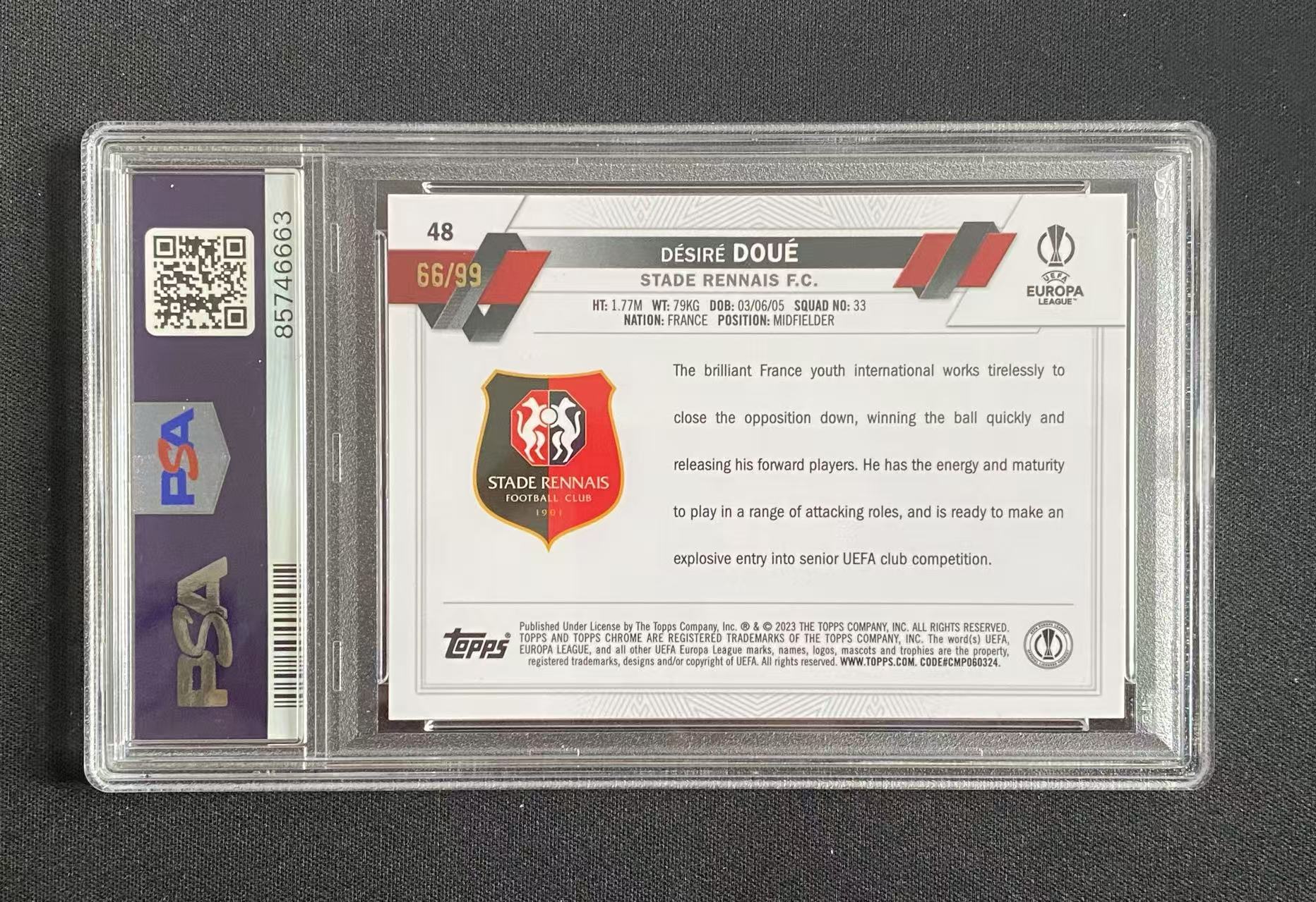 【长安代卖 截标预付80%】2022-23 Topps Chrome 欧战 蓝宝石 Desire Doue 雷恩 新秀RC 德西雷杜埃 新秀黄 ...