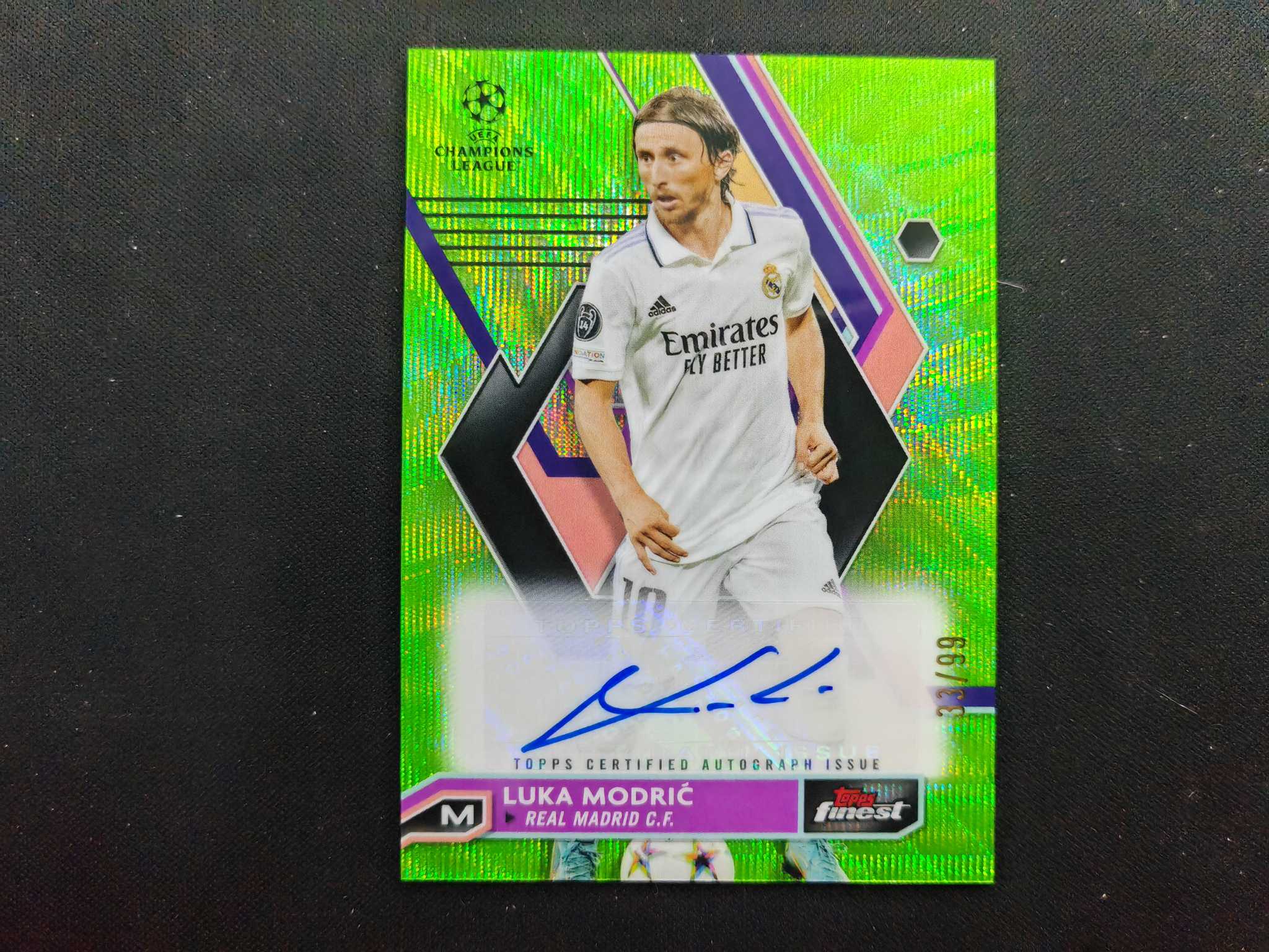 SC球星卡 2022-2023 topps finest 皇马 luka modric 莫德里奇 签字 绿波纹 99编 卡品如图收藏必备（王 ...