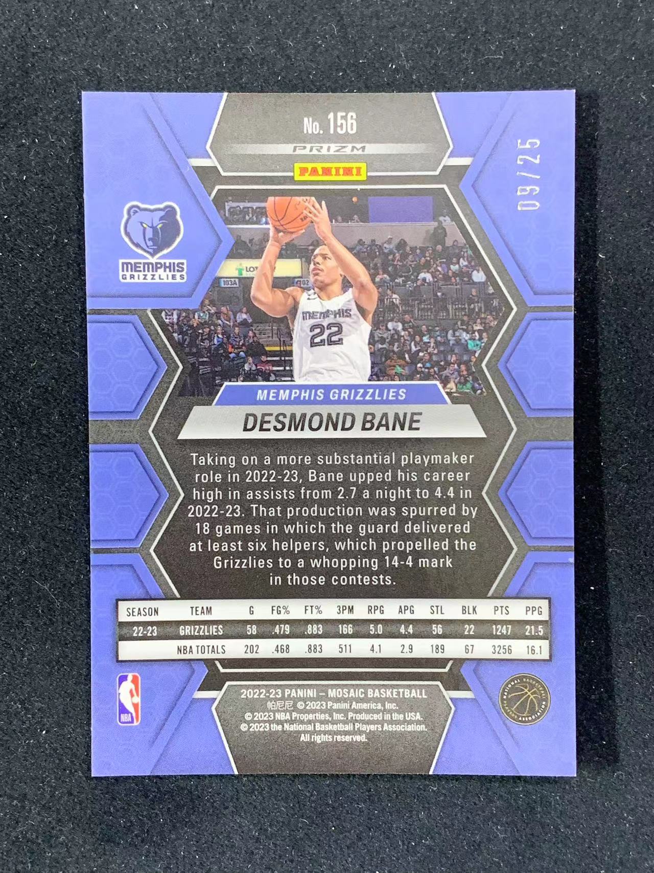 【Lucky幸运壹编壹代拍-XH】2022-23 Panini Mosaic 马赛克 灰熊 Desmond Bane 德斯蒙德 贝恩 09/ ...