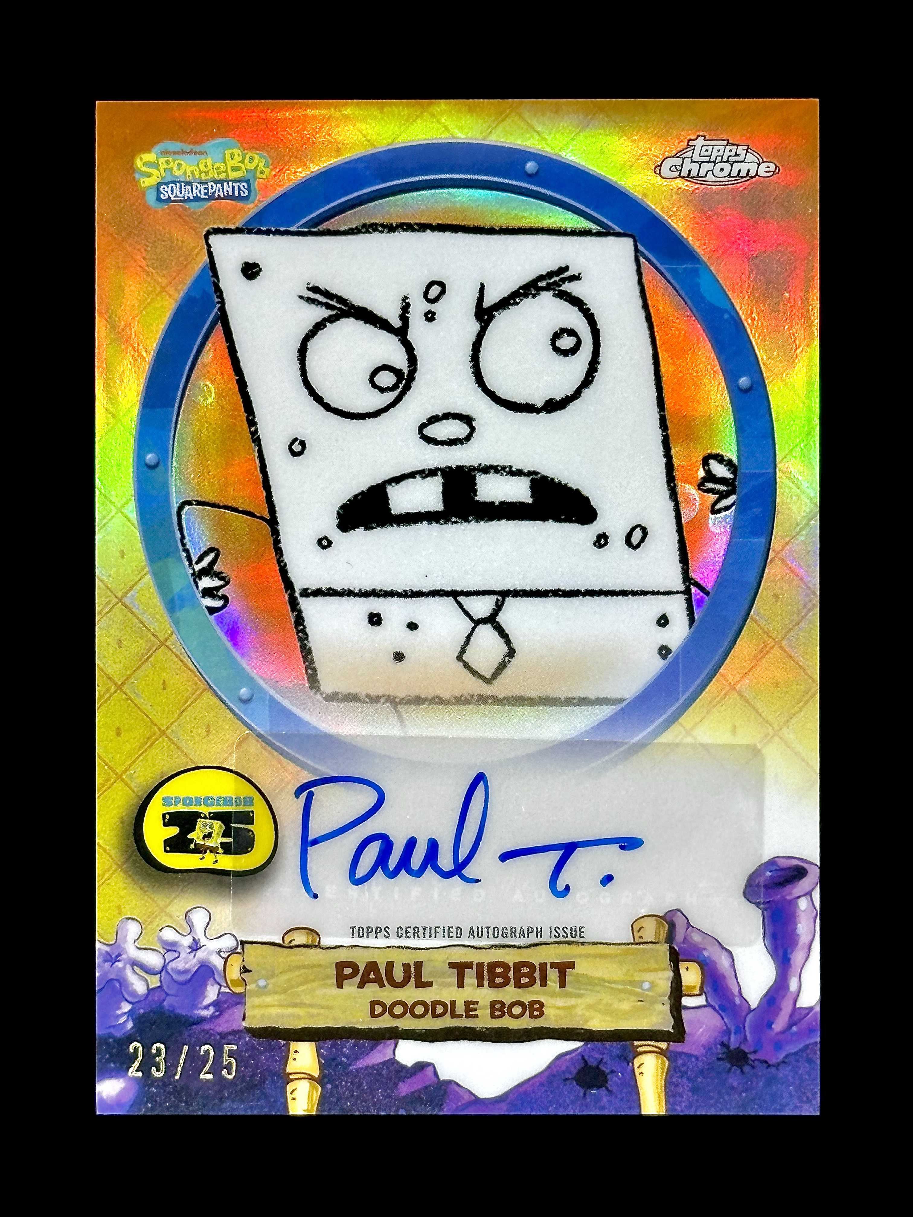 2025 Topps SpongeBob SquarePants Paul Tibbit 【麦考拍卖】海绵宝宝特别版25周年Chrome 正橙 ...