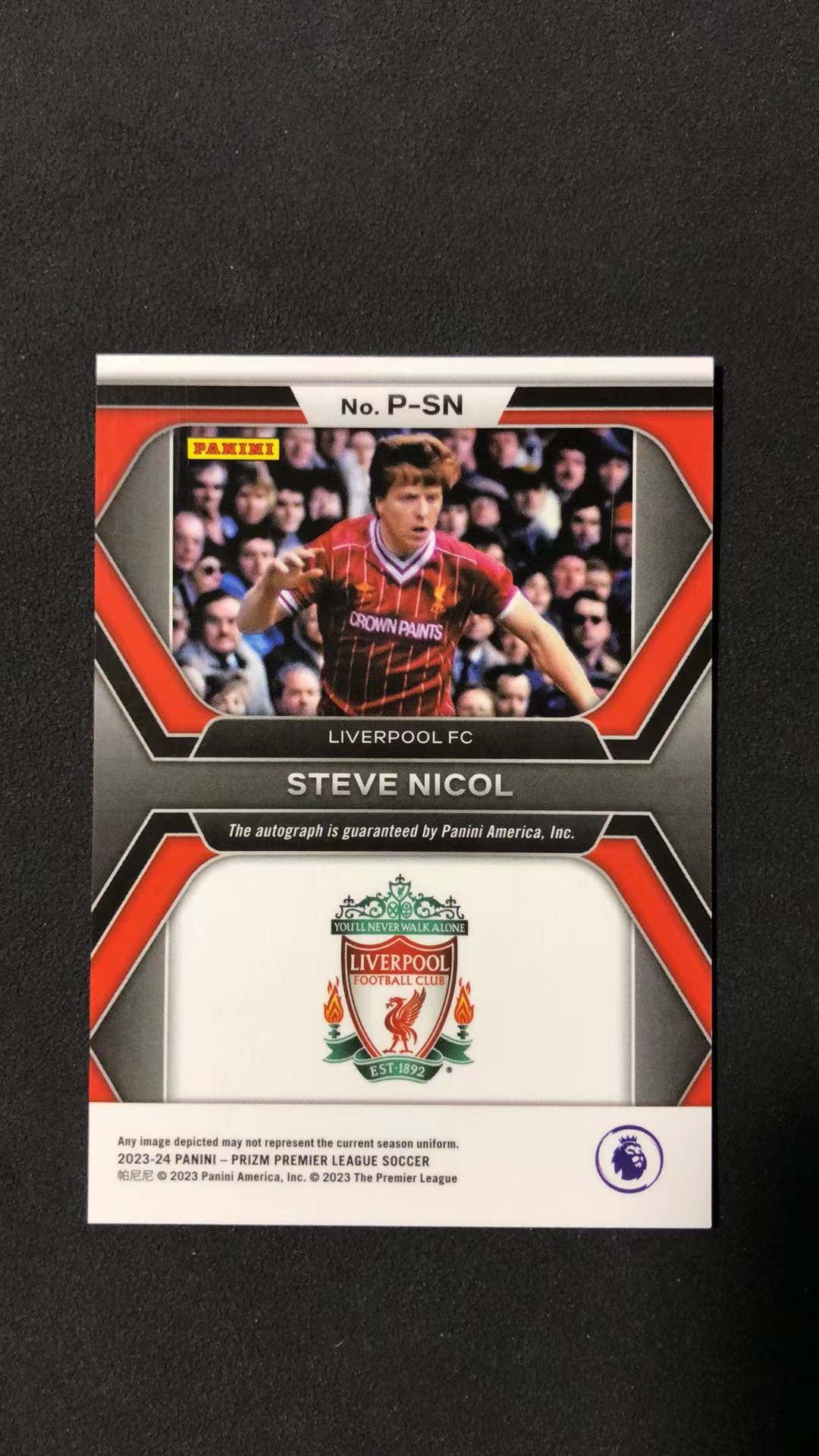 2023-24 Panini Prizm STEVE NICOL 英超PZ 利物浦 传奇 史蒂夫 尼科尔 完美签字签名 书法签 梦煜 一拳n 卡淘