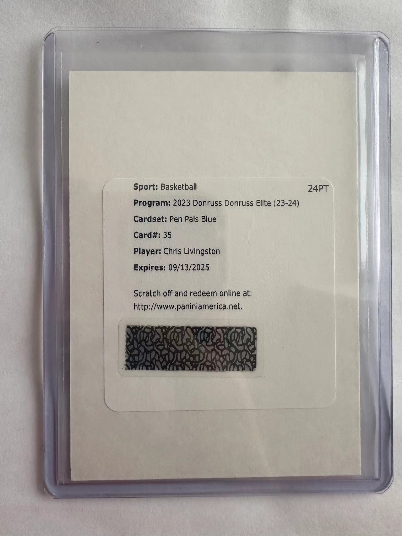 2023-24 Panini Elite Chris Livingston 精英 克里斯·利文斯顿 雄鹿新秀 卡签 25编交换版 Pen ...