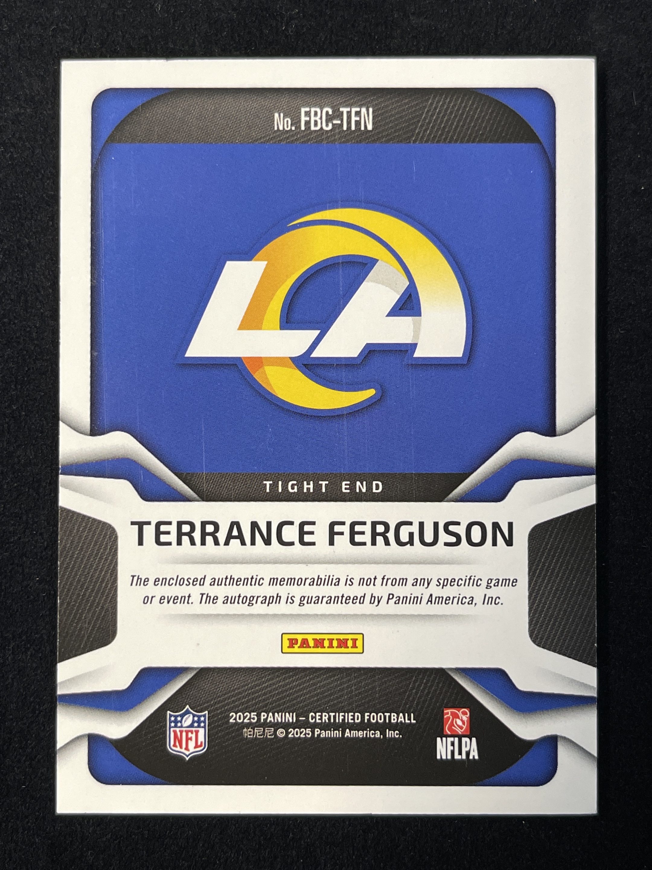 【Lucky幸运壹编壹代拍-NO】2025 Panini Certified 橄榄球 泰伦斯 弗格森 Terrance Ferguson 18 ...
