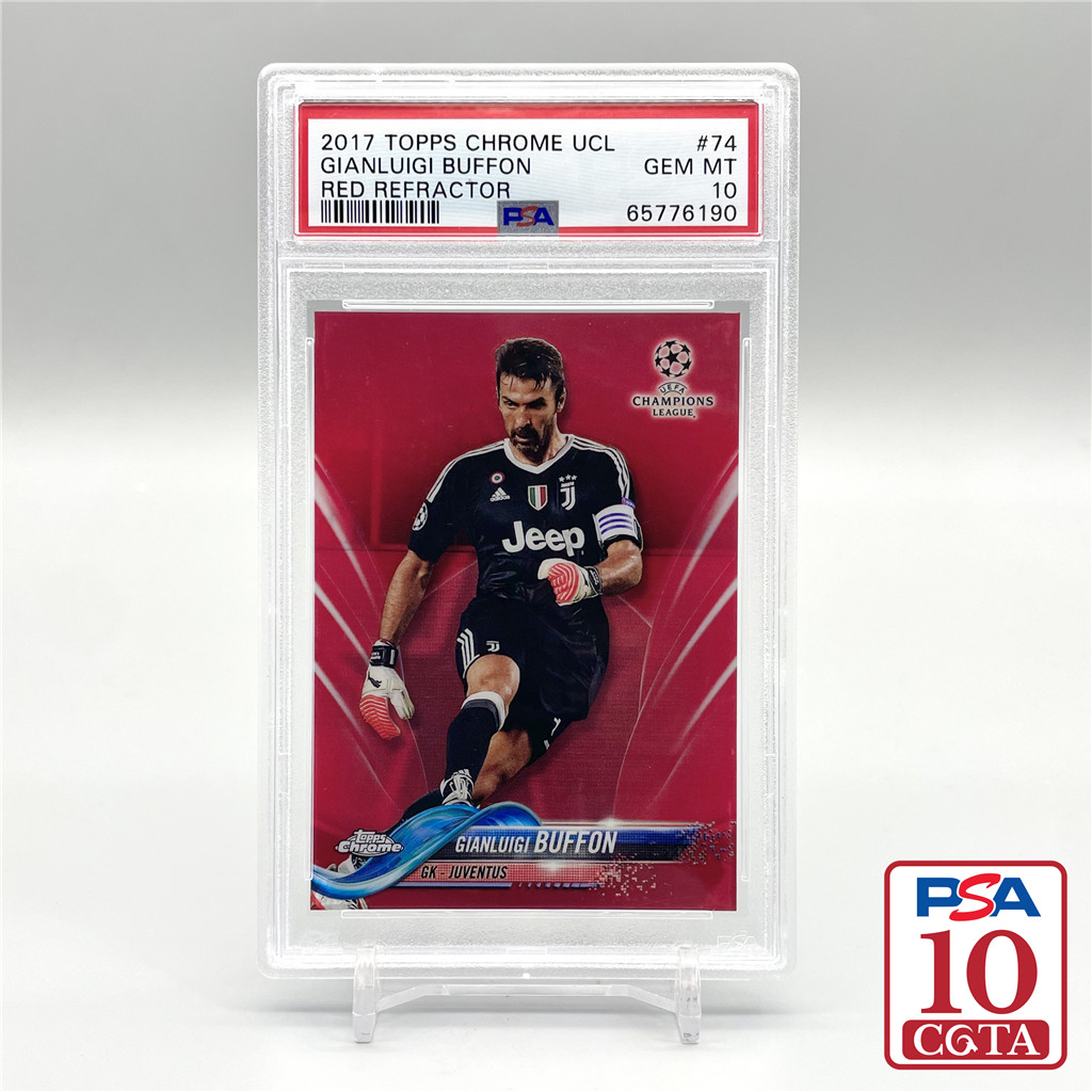 【CGTA越秀山P10专区】2017-18 Topps 欧冠Chrome 元年 尤文 布冯 09/10编 红折base #74 PSA评级10 ...