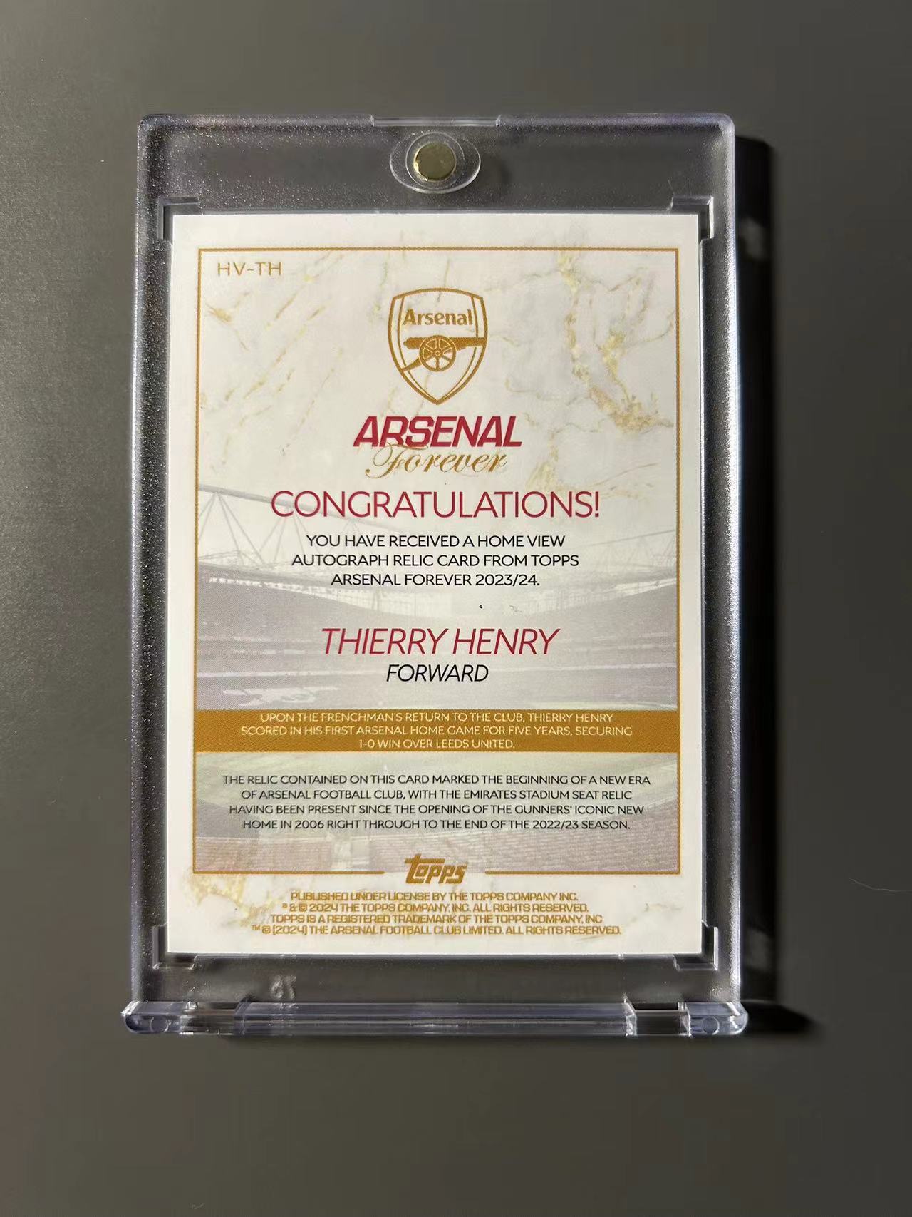 2023-24 Panini arsenal forever Thierry Henry 【灰灰代拍】阿森纳 永恒 亨利 /5编 签字 酋长 ...