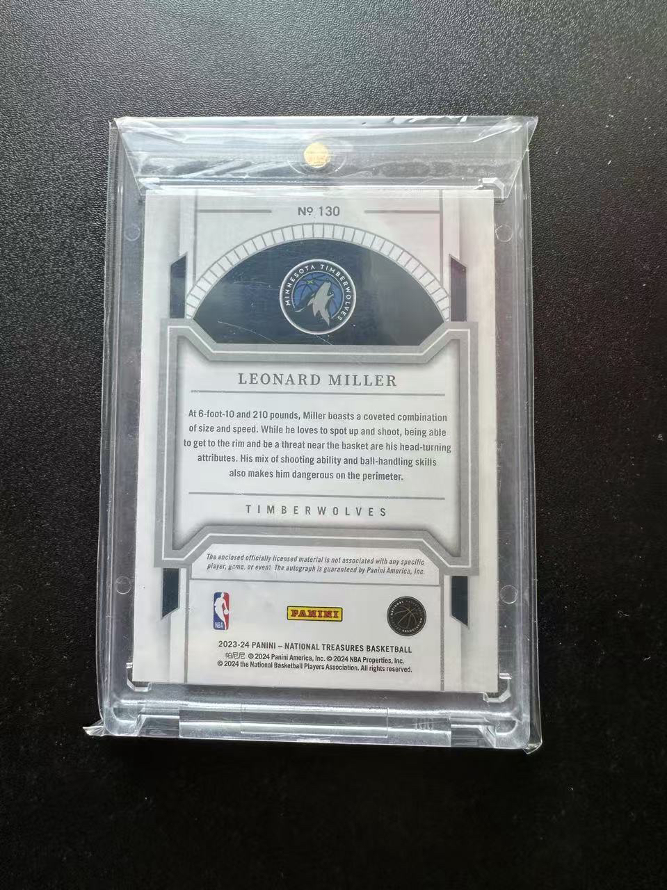2023-24 Panini National Treasures Leonard Miller RC 森林狼 伦纳德 米勒 国宝 新秀RC ...