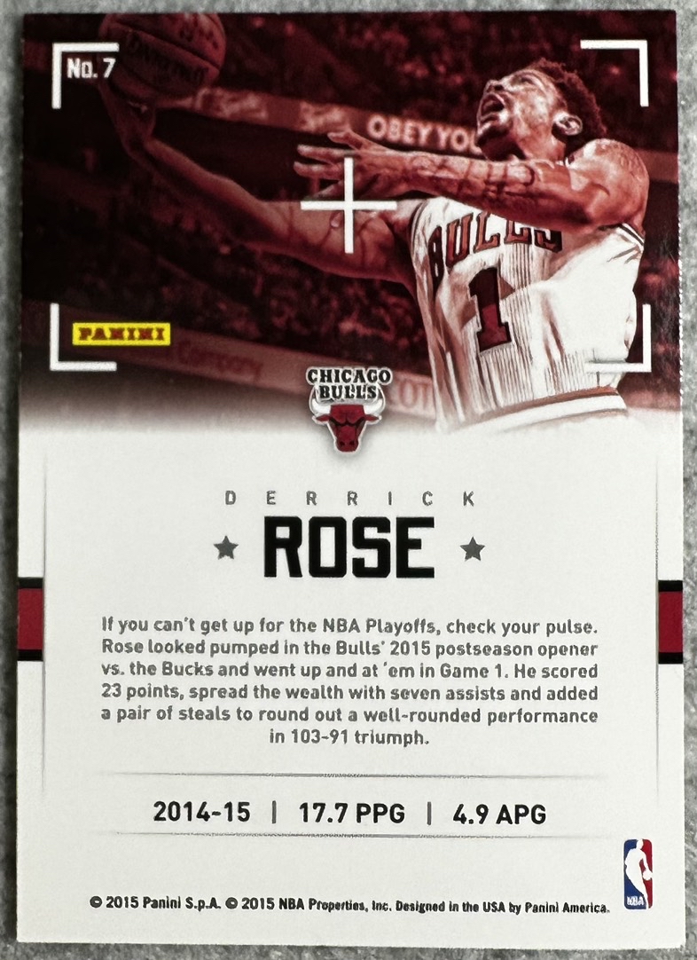2015-16 Panini SPA Derrick Rose 德里克罗斯 正版金笔签 烫金印签 超大比例 超大hit 大聚光对焦 公牛时期 ...
