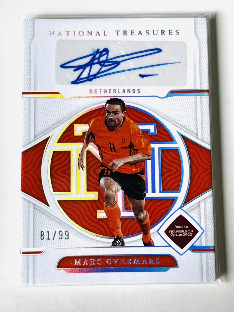 2022 Panini National Treasures Marc Overmars 阿贾克斯 阿森纳 巴萨 边路飞翼 奥维马斯 亲笔签名 ...