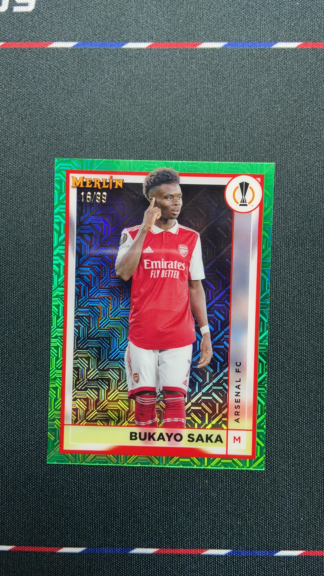 2022-23 Topps Merlin chrome Bukayo Saka 【YF代拍】欧冠 梅林 阿森纳 萨卡 16/99编 绿mojo折 卡品如图 阿涛 A079 卡淘