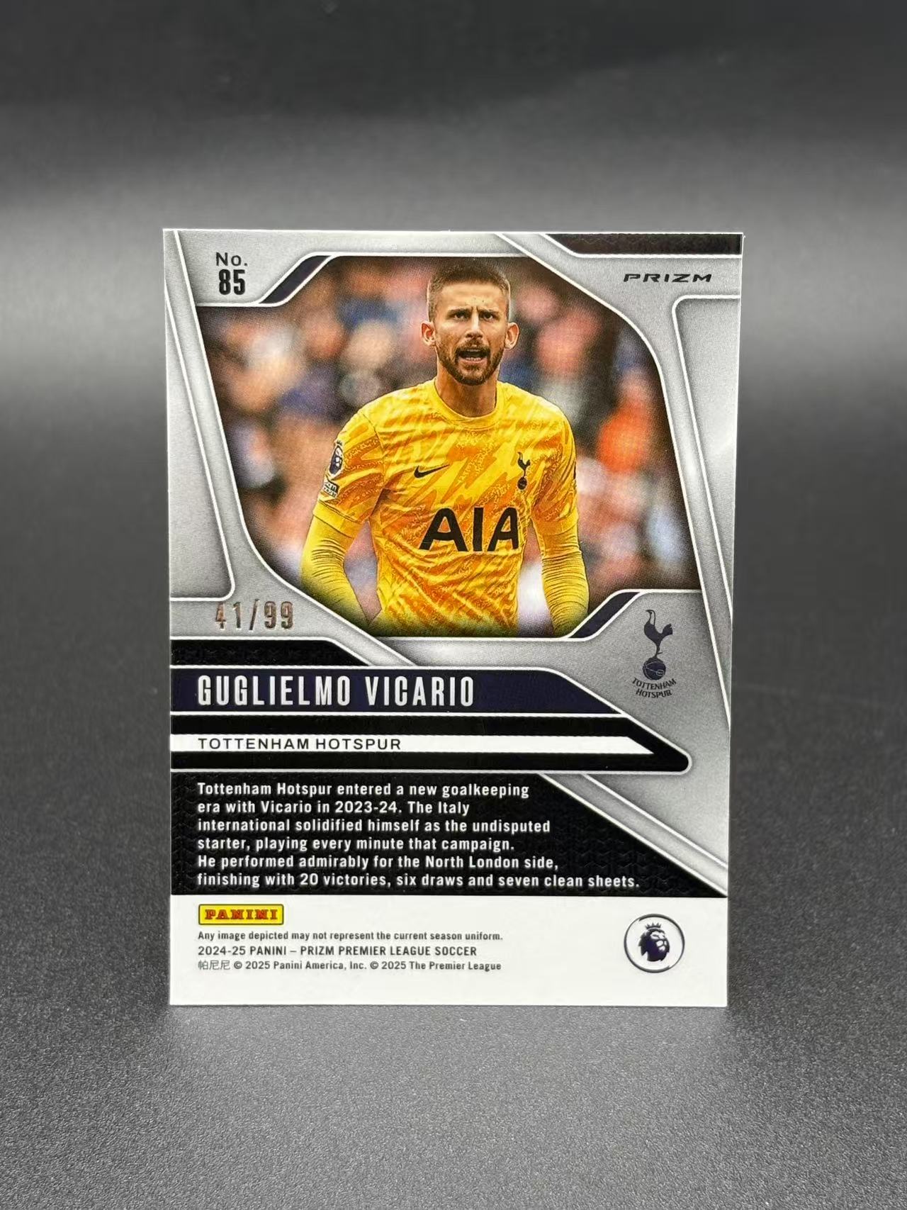 2024-25 Panini Przim Guglielmo Vicario 【湖水蓝拍卖】维卡里奥 热刺 英超PZ 蓝泡泡折 99编 卡品如 ...