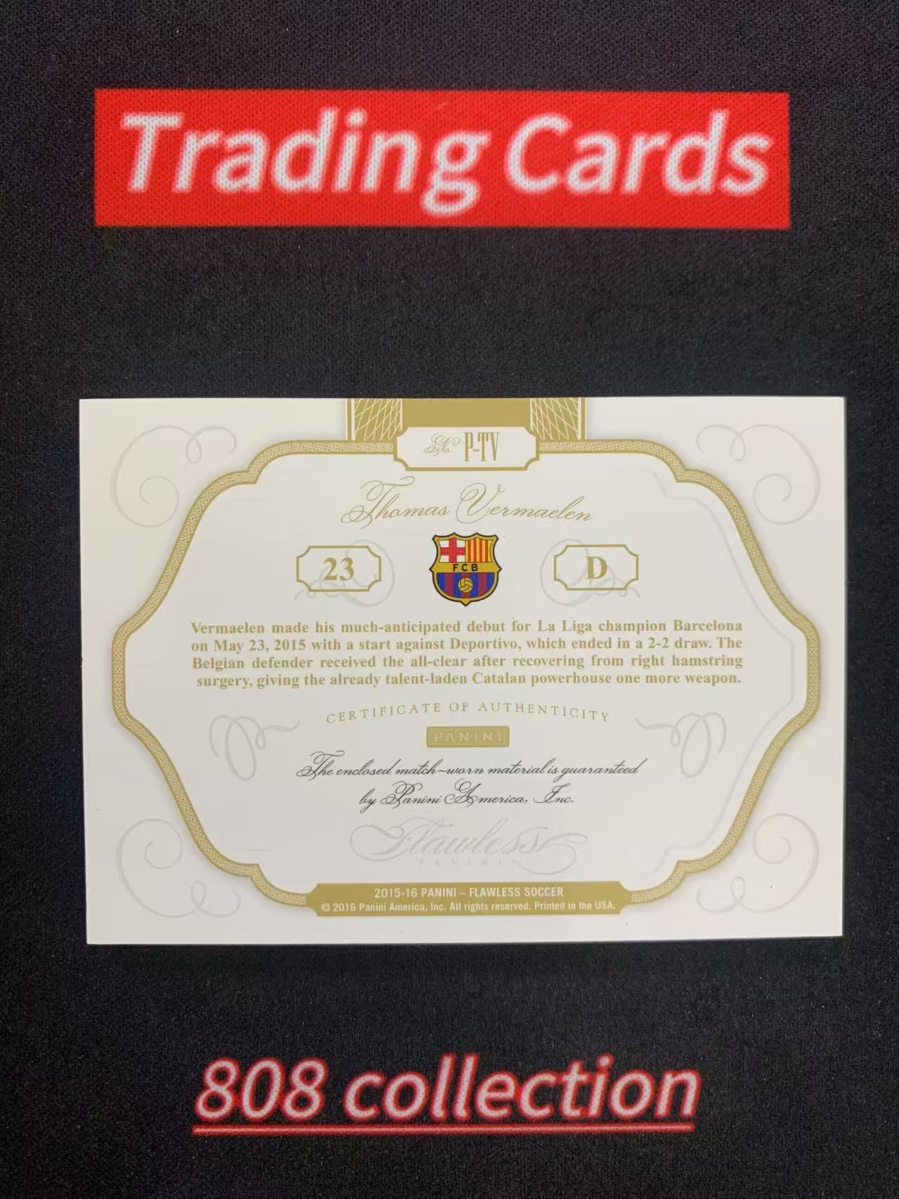 2015-16 Panini Flawless Thomas Vermaelen [808零手续] 手提 费尔马伦 费尔梅伦 9/20编 物料 ...
