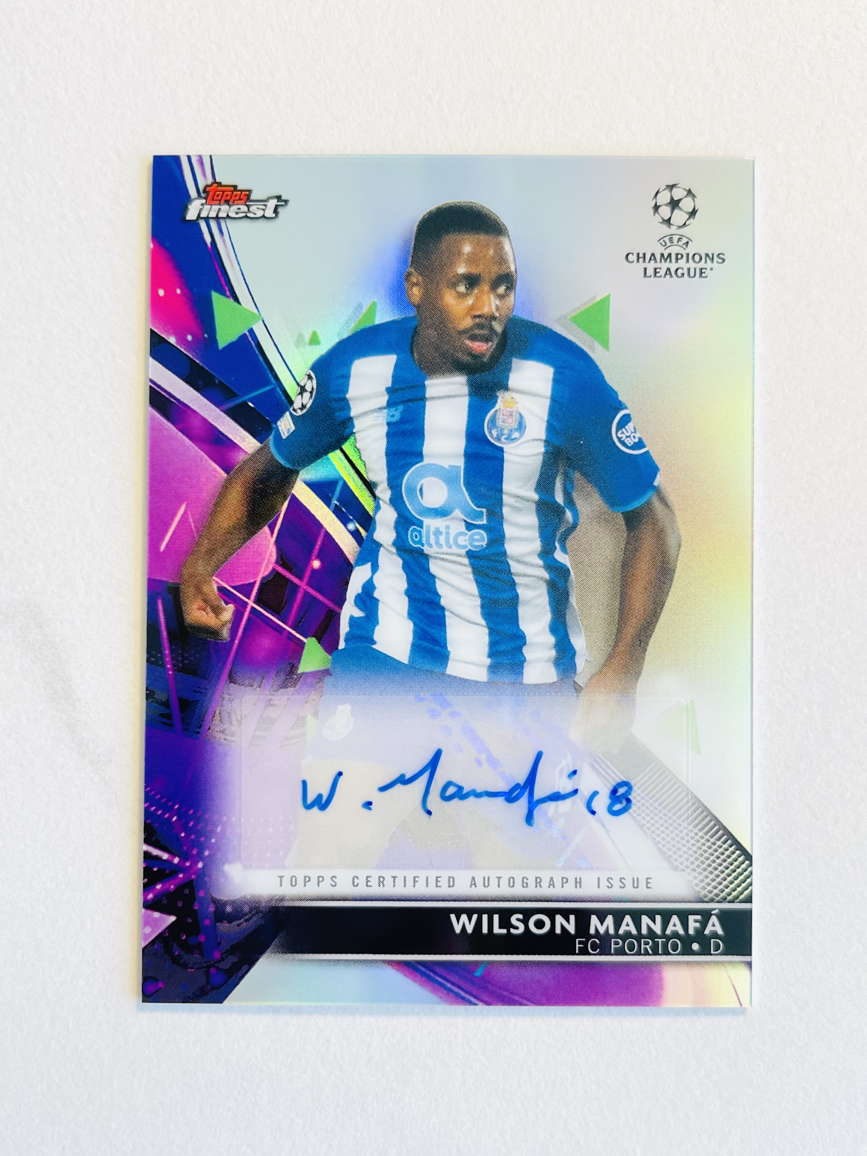 【CHILL官方代拍】Zz390 2022 Topps Finest欧冠 葡萄牙体育 Wilson Manafa 马纳法 签字 签背号 银折 ...