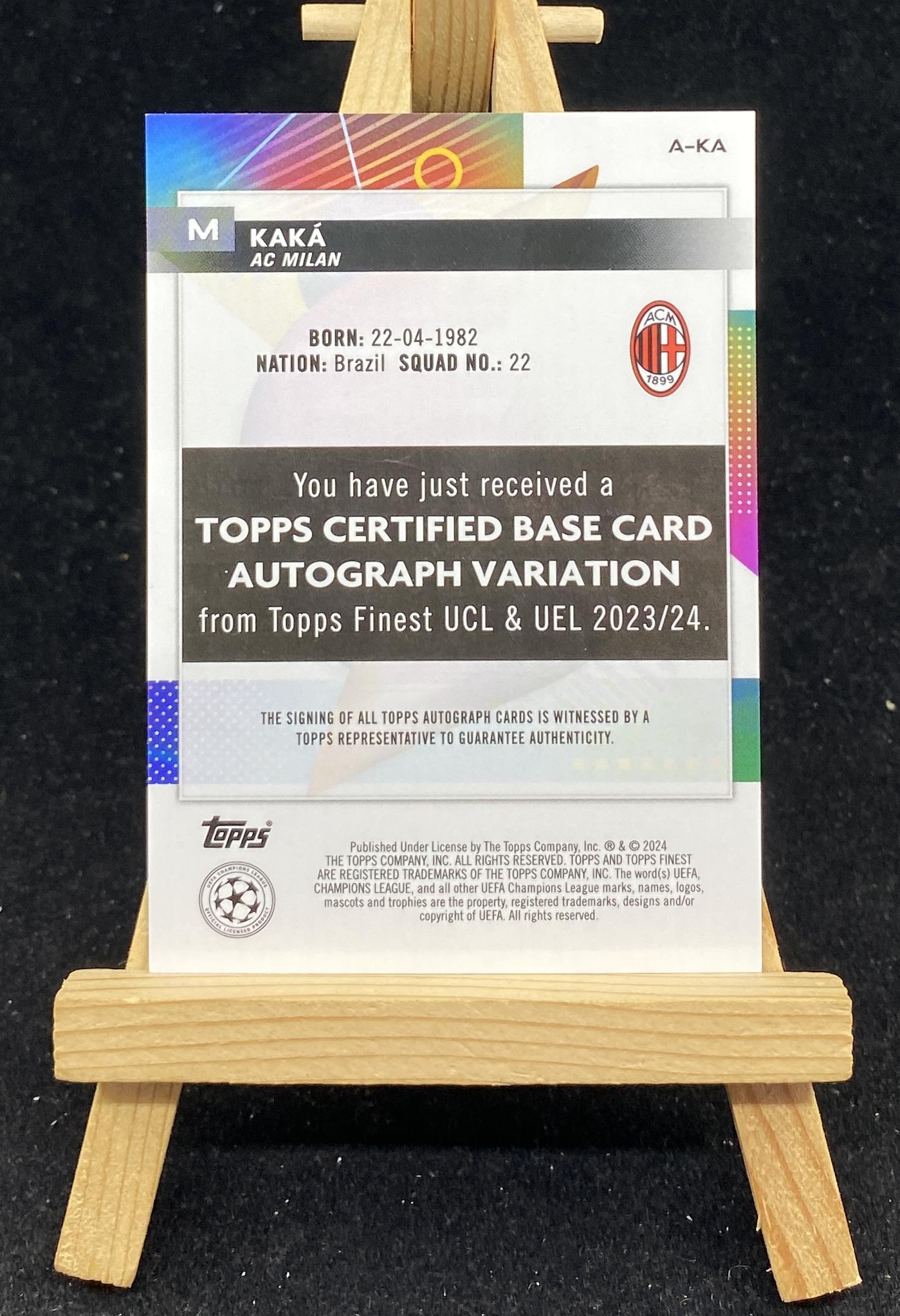 2024 Topps Finest Kaká 欧冠 Finest AC米兰 传奇 Kaka 卡卡 签字 19/25编 低编 橙折 折射 拍前看 ...