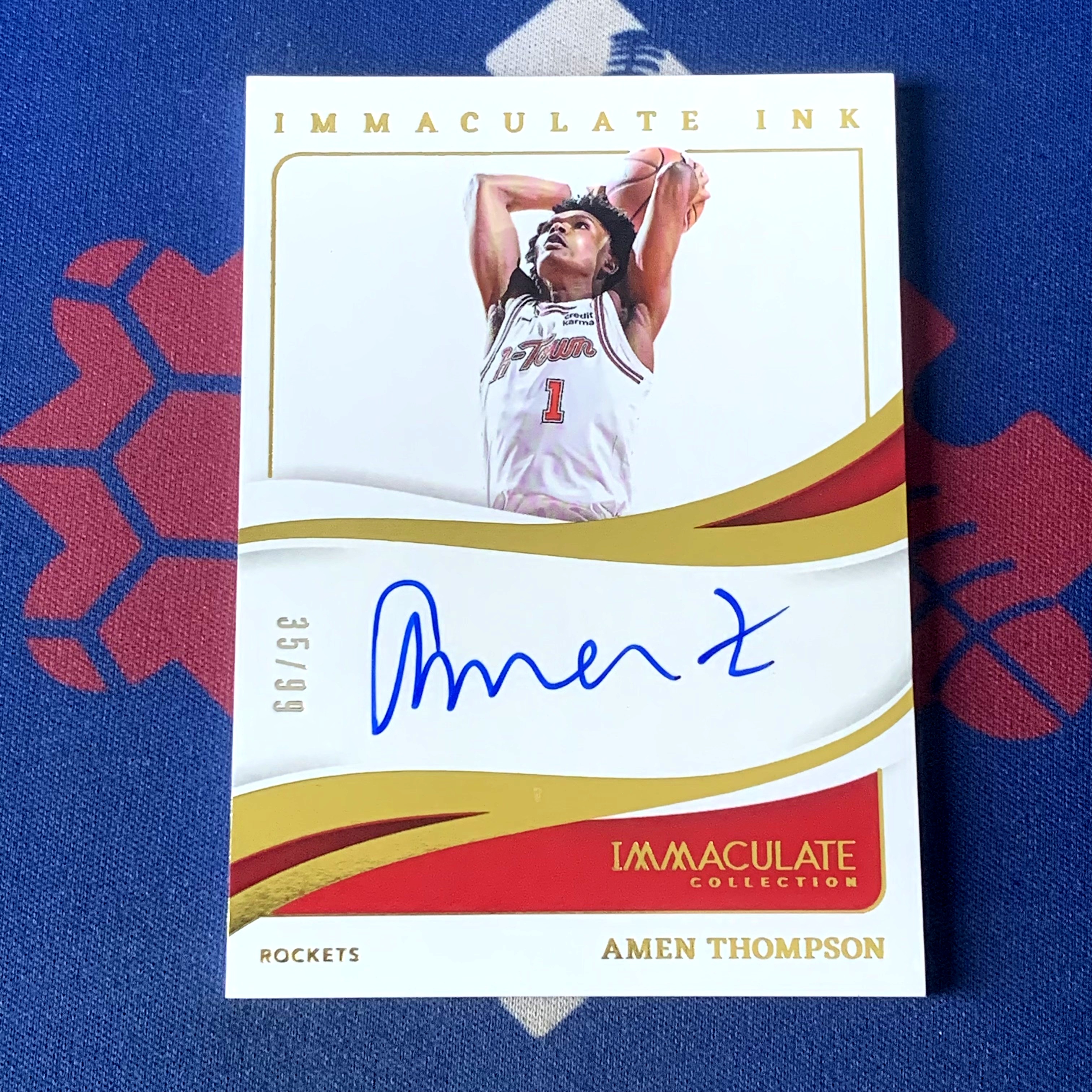 2023-24 Panini Immaculate Amen Thompson 【海宝】火箭 新秀RC 阿门汤普森 99编 ink 签字卡 卡 ...