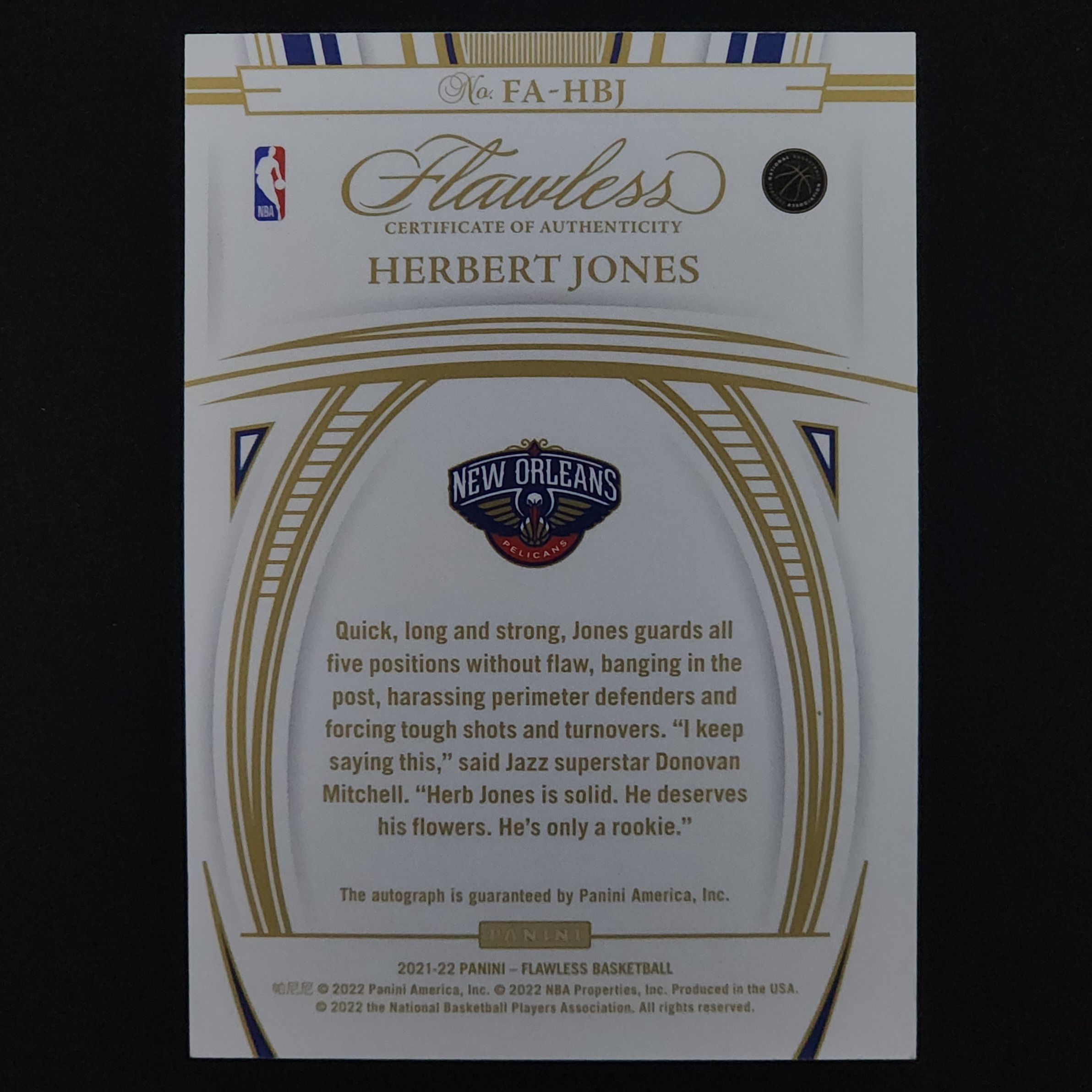 2022-23 Panini Flawless Herbert Jones RC 【饭团拍卖】02/15编 手提 赫伯特 琼斯 新秀 卡签 红 ...