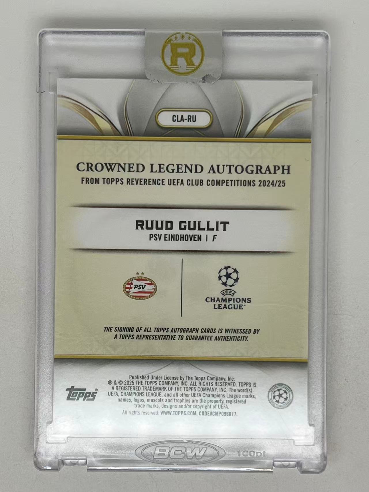 【宁动拍卖】2025 Topps Reverence Ruud Gullit 欧冠 元年 尊耀 高端系列 AC米兰 切尔西 路德 古利特 ...