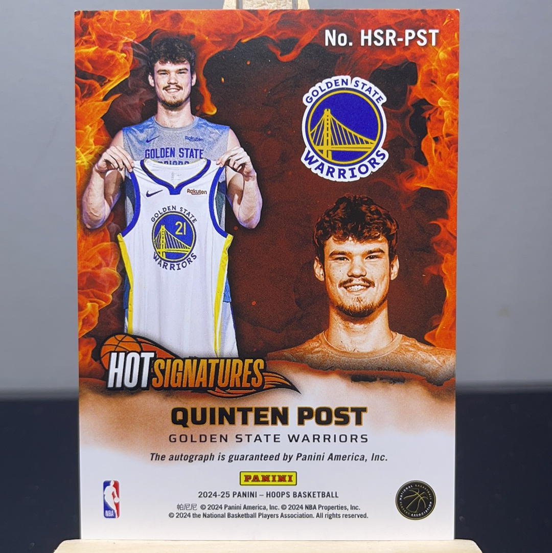 2024-25 Panini NBA Hoops Quinten Post RC 昆滕 波斯特 勇士 新秀 hot签 签字 贴签 空间型内线 ...