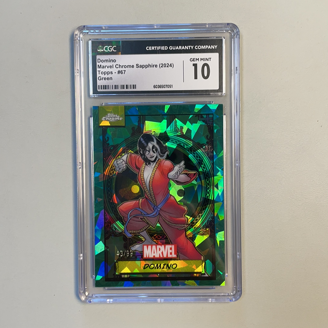 2025 Topps Marvel (MCU) 漫威TC 多米诺 序号67 Base带编绿宝石碎冰折射99编 CGC10分 2024 ...