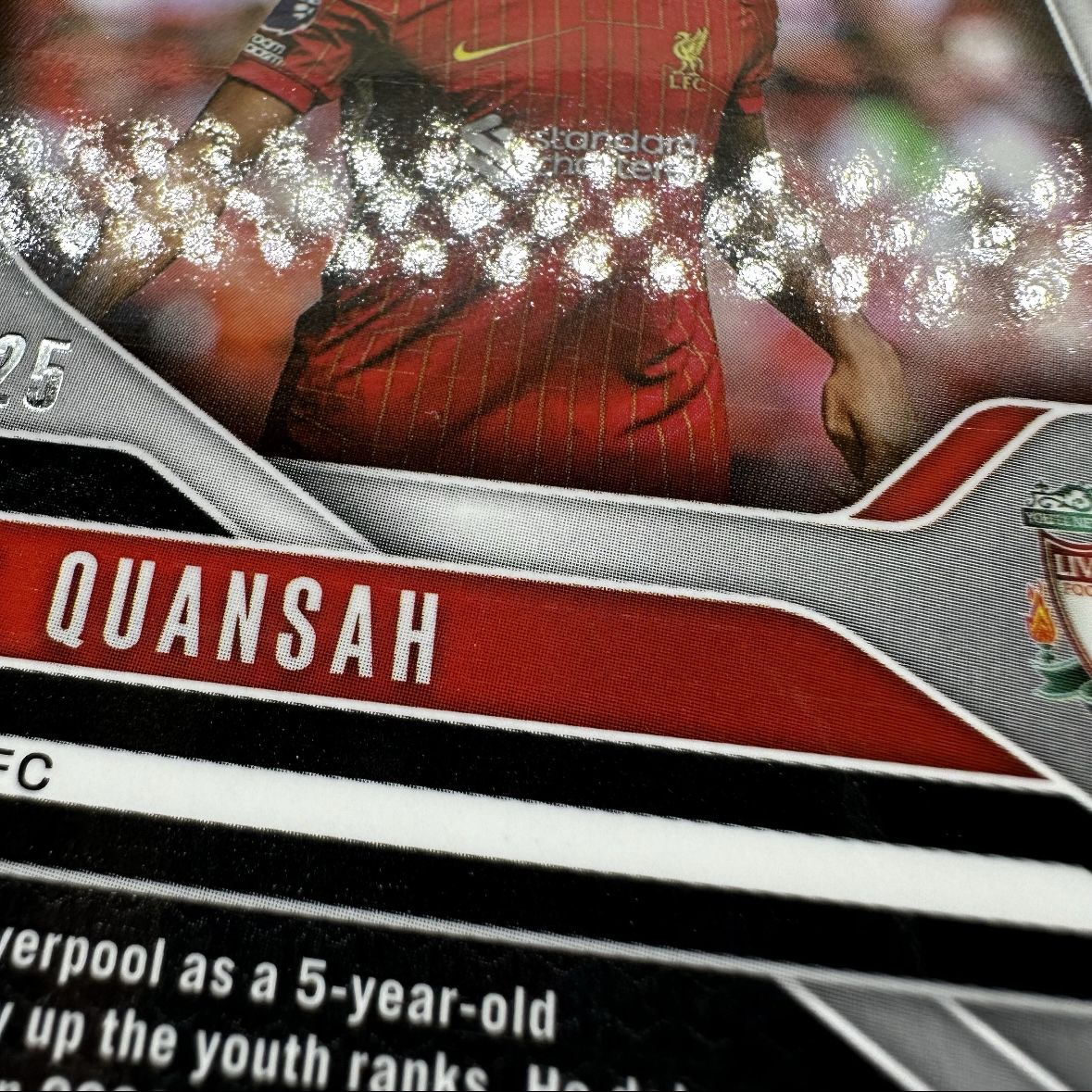 2024-25 Panini Prizm Jarell Quansah 英超pz 胡安萨 利物浦 12/25编 紫泡泡折 收藏必备 微瑕 卡片 ...