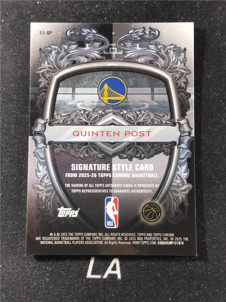 【LA拍卖】2025-26 Topps Chrome Quinten Post 昆滕 波斯特 勇士 几何折 Signature Style ...