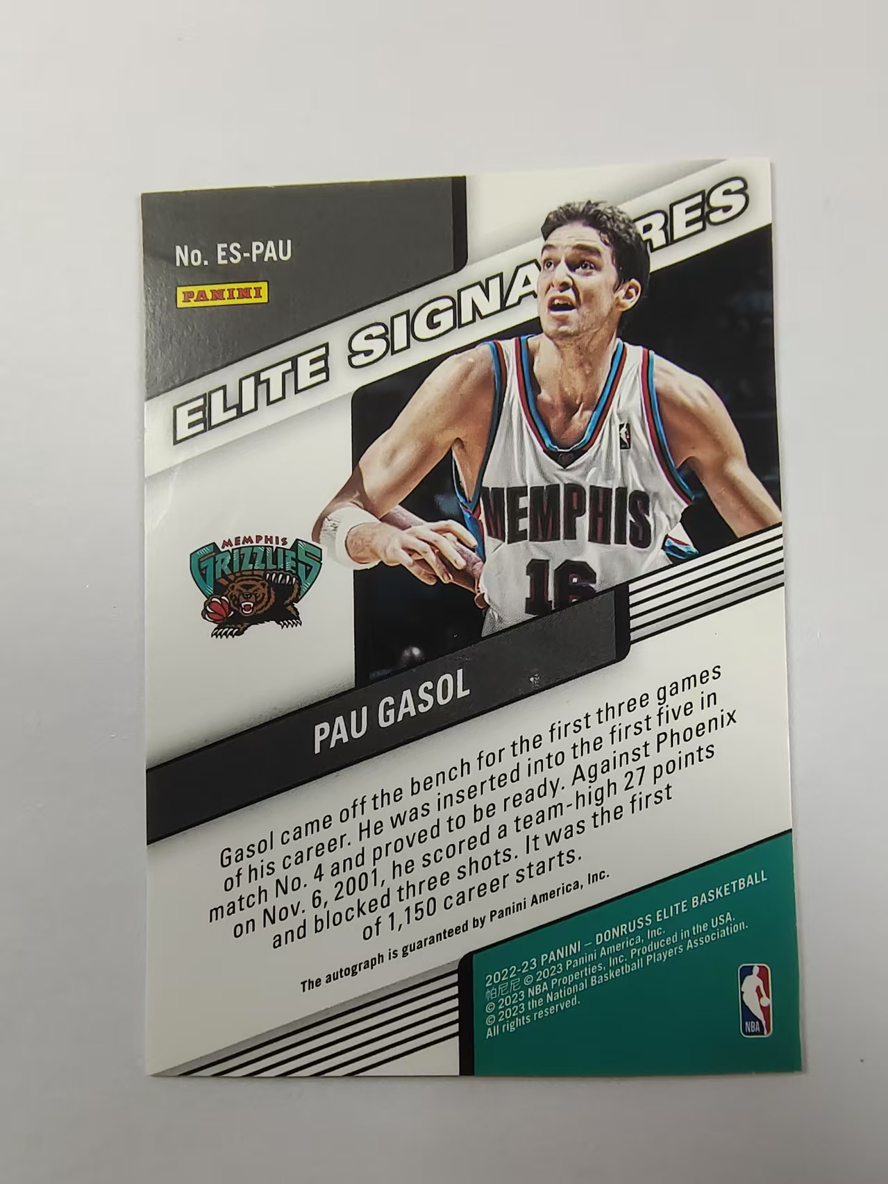 2022-23 Panini Elite Pau Gasol 保罗 加索尔 灰熊 大加索尔 加嫂 精英系列 签字 卡签 42/49编 卡品如图 ...