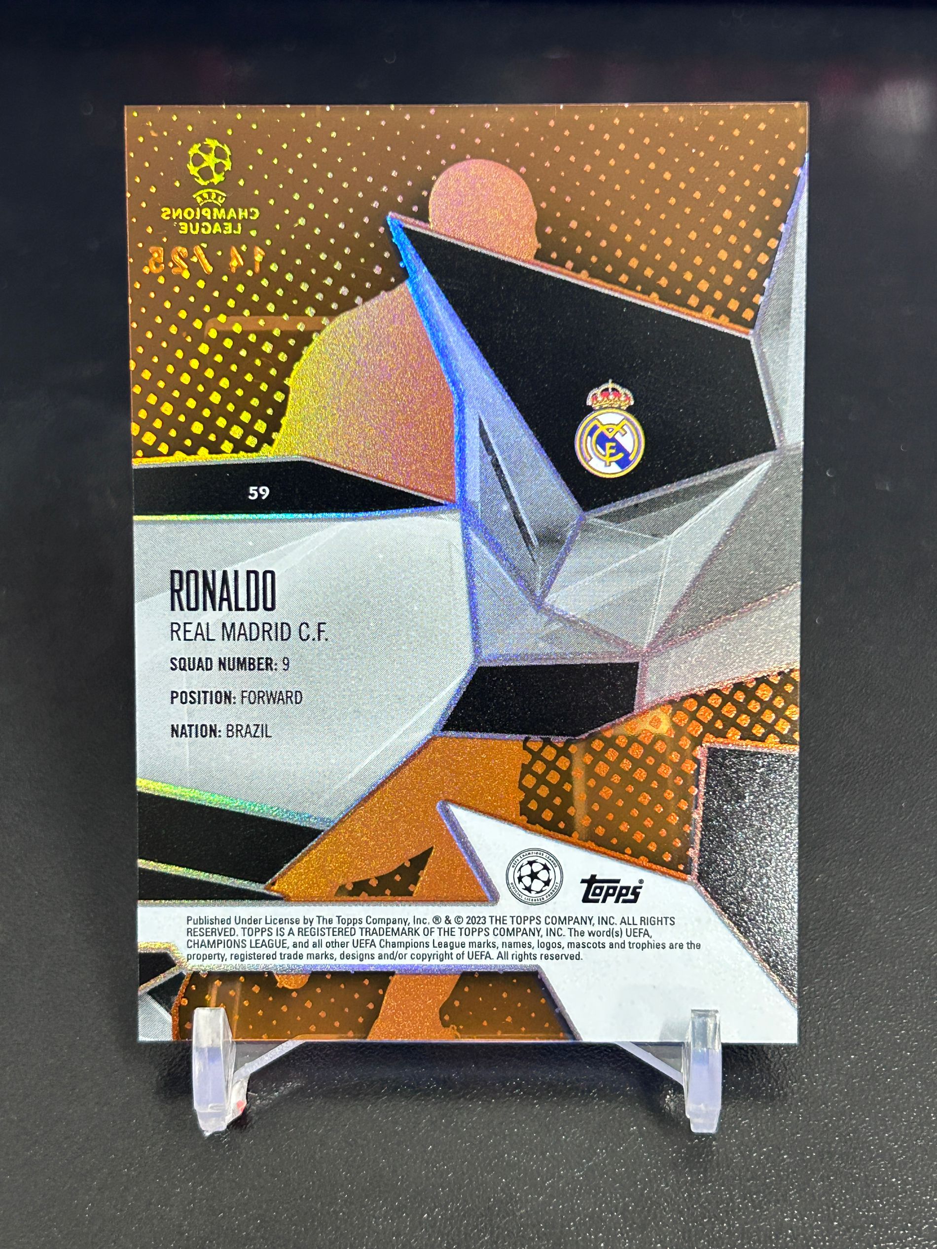 【浩行拍卖 截标预付75%】2023 TOPPS CRYSTAL RONALDO 欧冠 水晶 皇马 罗纳尔多 大罗 14/25编 胶片特卡 专 ...