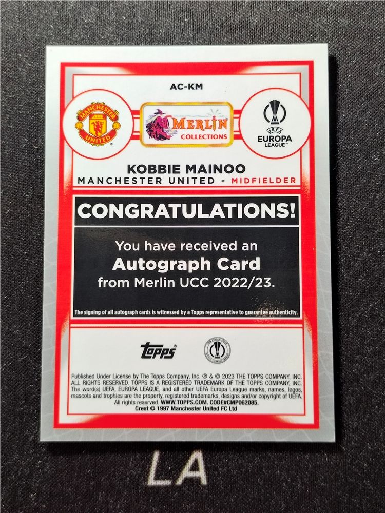 【LA拍卖】22-23 Topps Merlin UCC Kobbie Mainoo 梅林 新秀RC 科比 梅努 英格兰 曼联 银波纹折 签字 ...