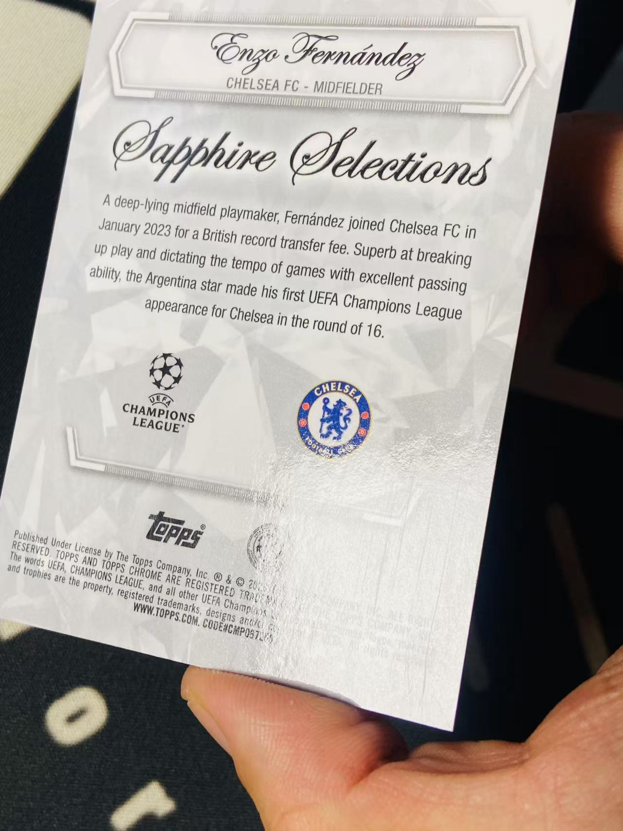 2022-23 Topps Chrome Enzo Fernandez RC 欧冠TC蓝宝石 切尔西 新秀 恩佐 费尔南德斯 金碎冰折 50编 ...